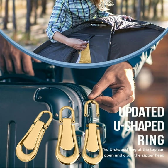 Vacemry Metal Zipper Pull, Light Gold Metal Zipper Pull, Detachable ...