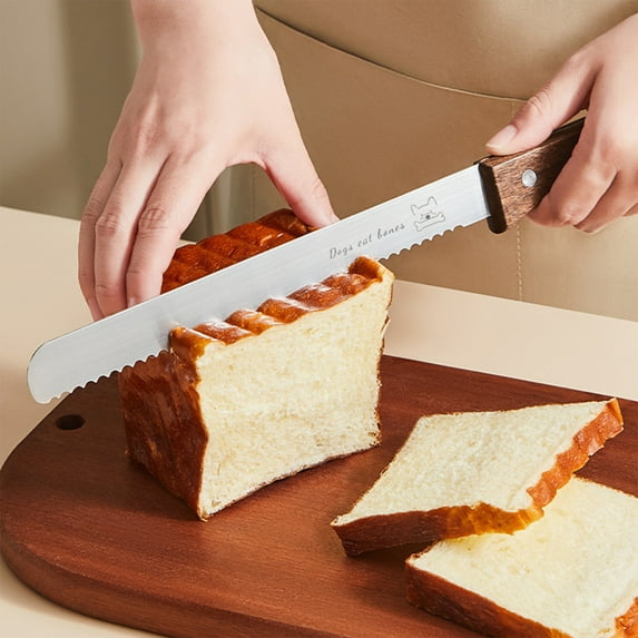Vacemry Serrated Bread Knife, Fine Toothed Stainless Steel Slicer for ...