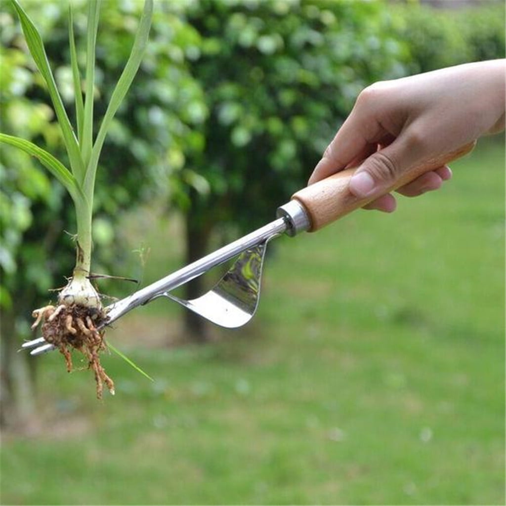 Vacemry Stainless Steel Weeder, Manual Weed Puller Tool with Wooden ...