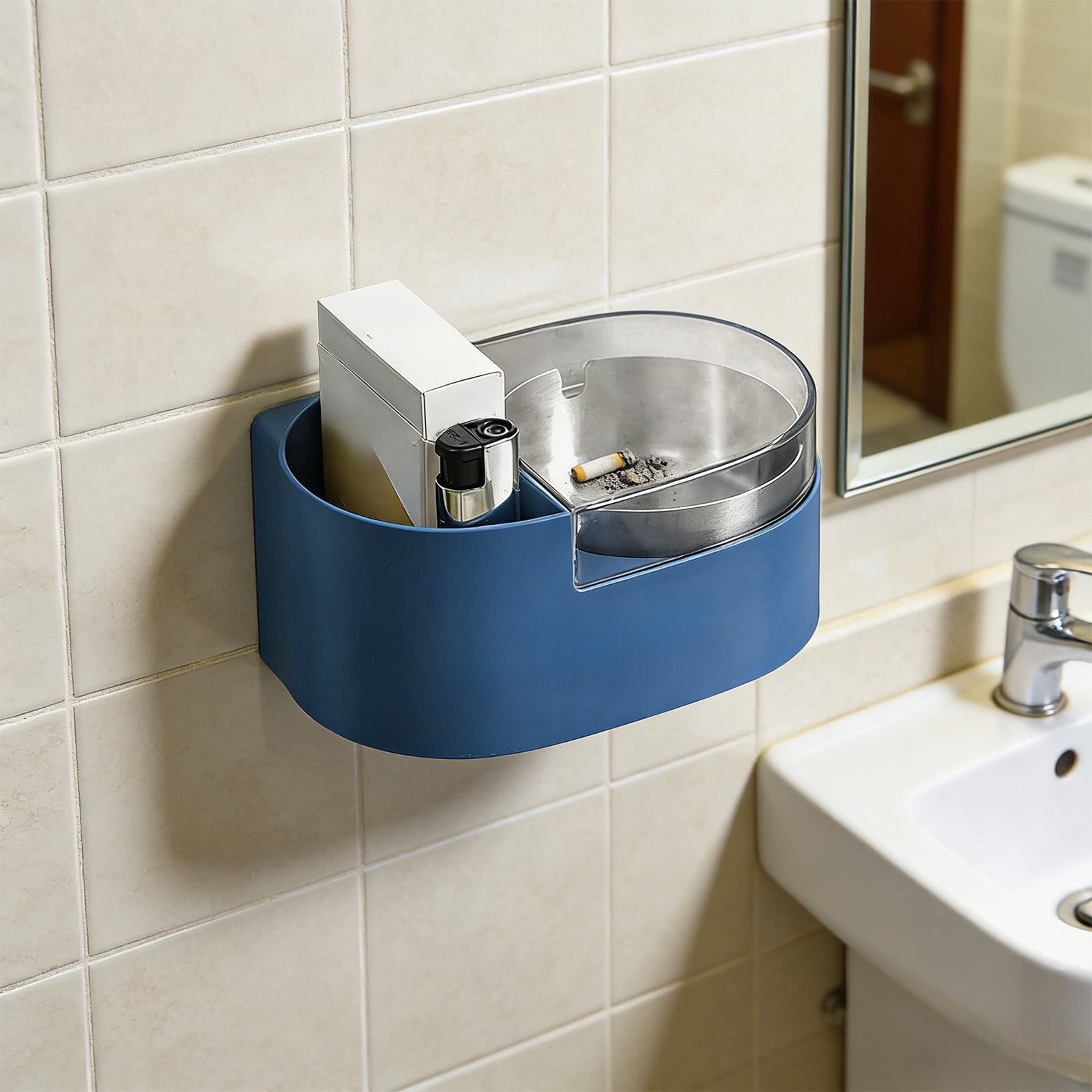Vacemry Wall AshtrayWall Mounted Ashtray with Lid Removable Stainless ...