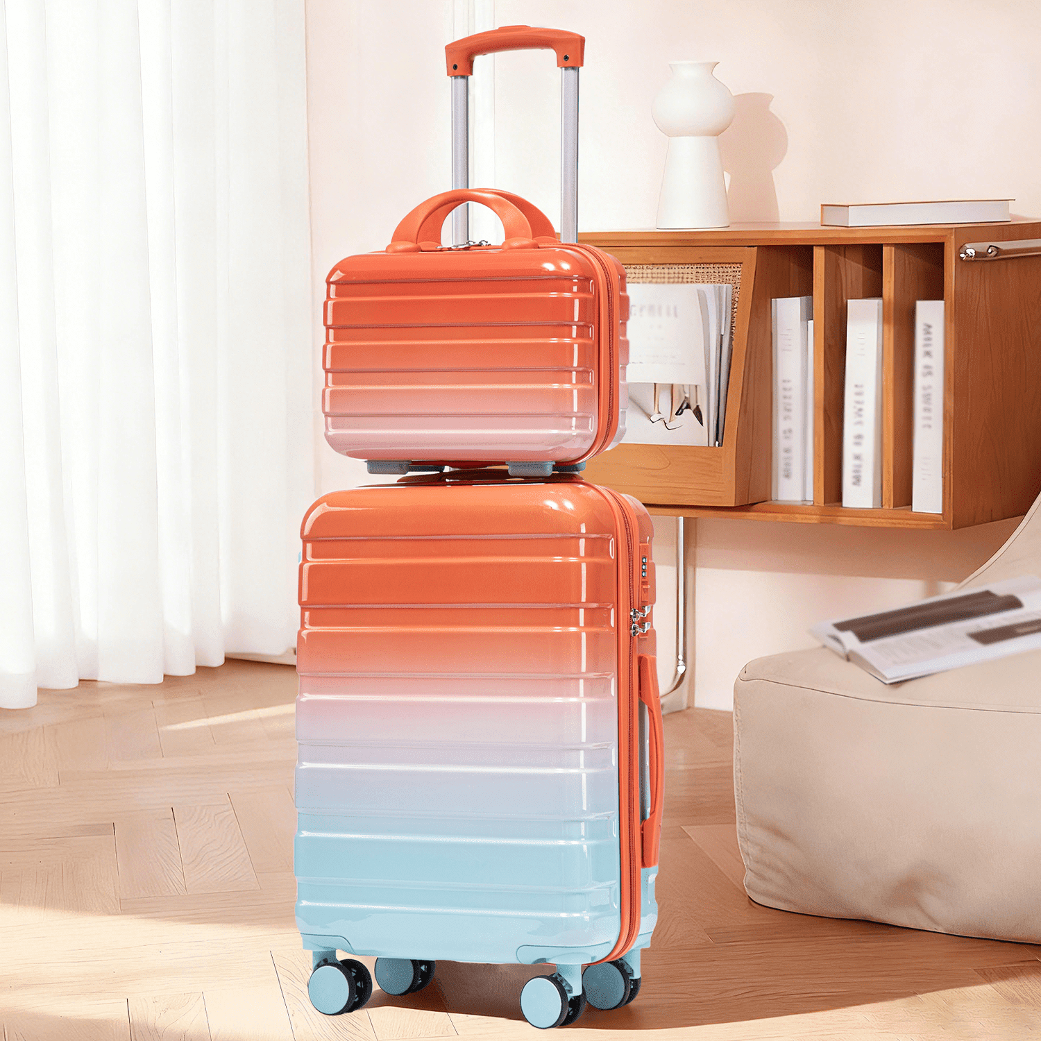 Vacmaster 20in 2 Pieces ABS Spinner Wheel Luggage, Carry on Suitcase ...