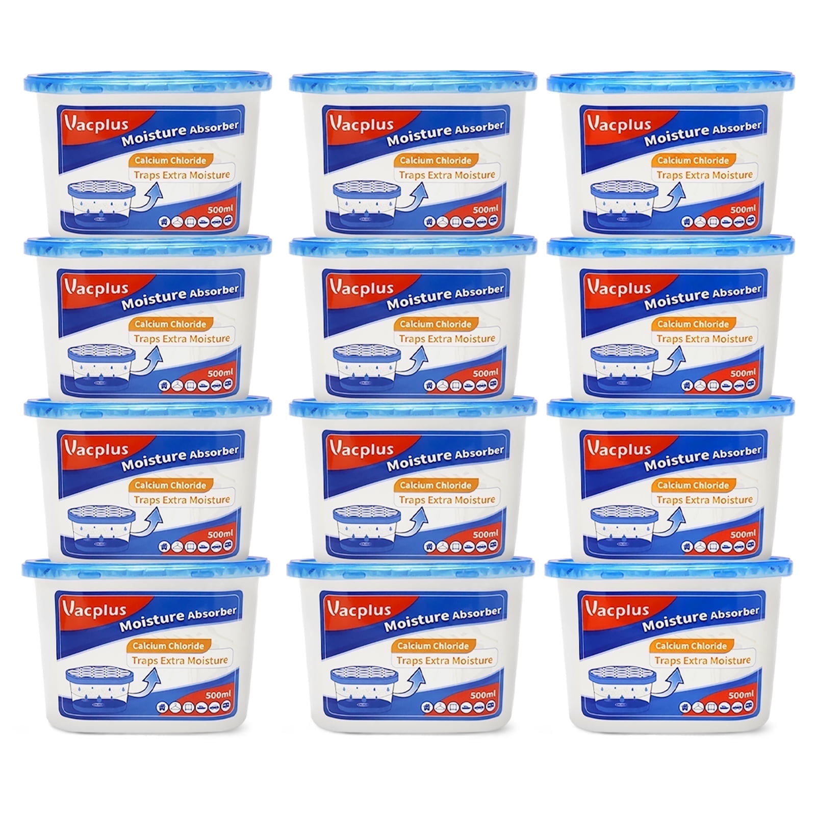 Vacplus Moisture Absorbers, 12 Pack, 10.5 Oz, Leakproof Humidity ...