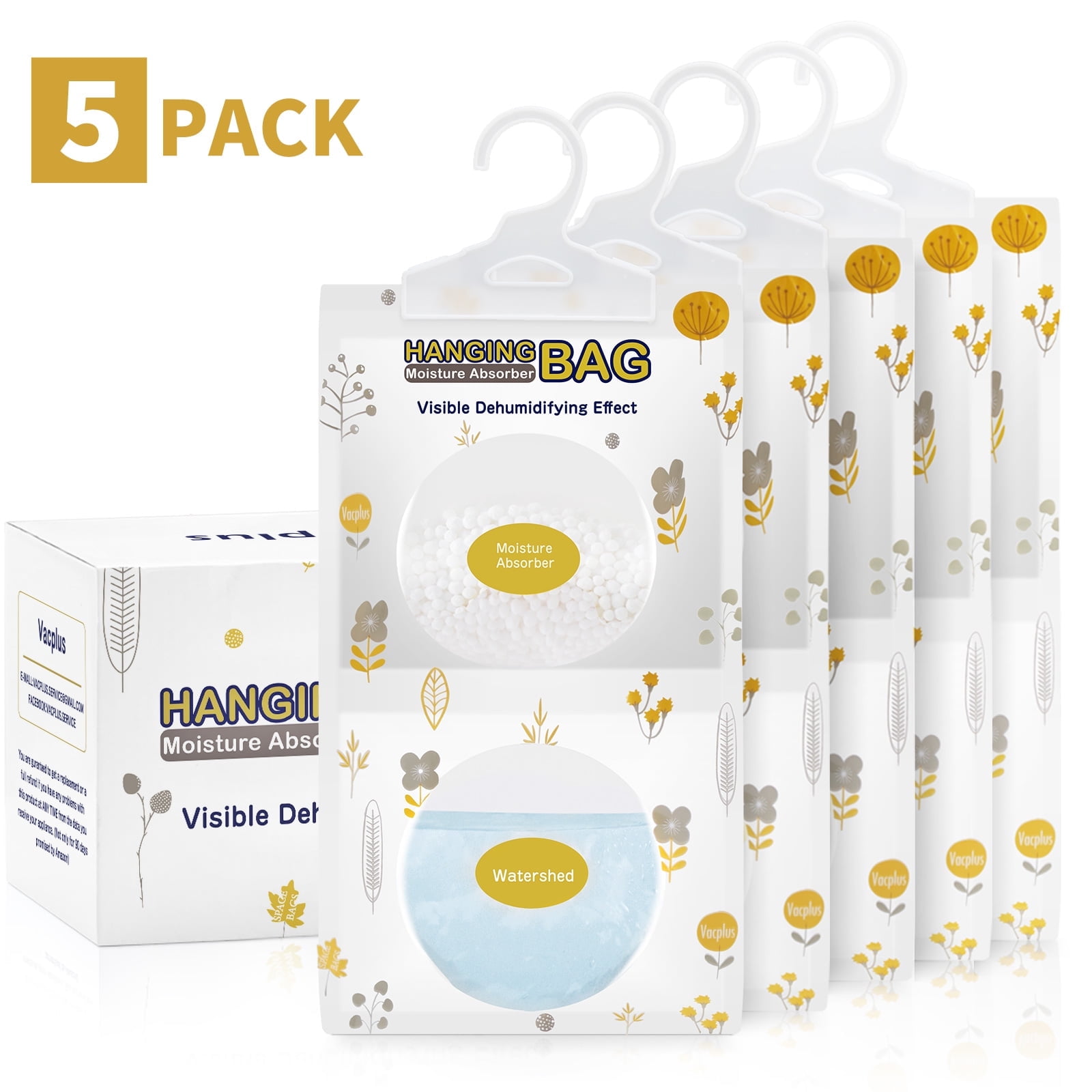 Vacplus Moisture Absorbers, 5 Pack Humidity Absorber Bag with Moisture ...