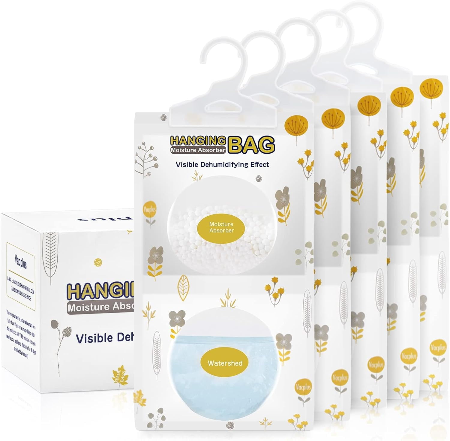 Vacplus Moisture Absorbers Packets, Fragrance Free 5 Pack, Humidity ...