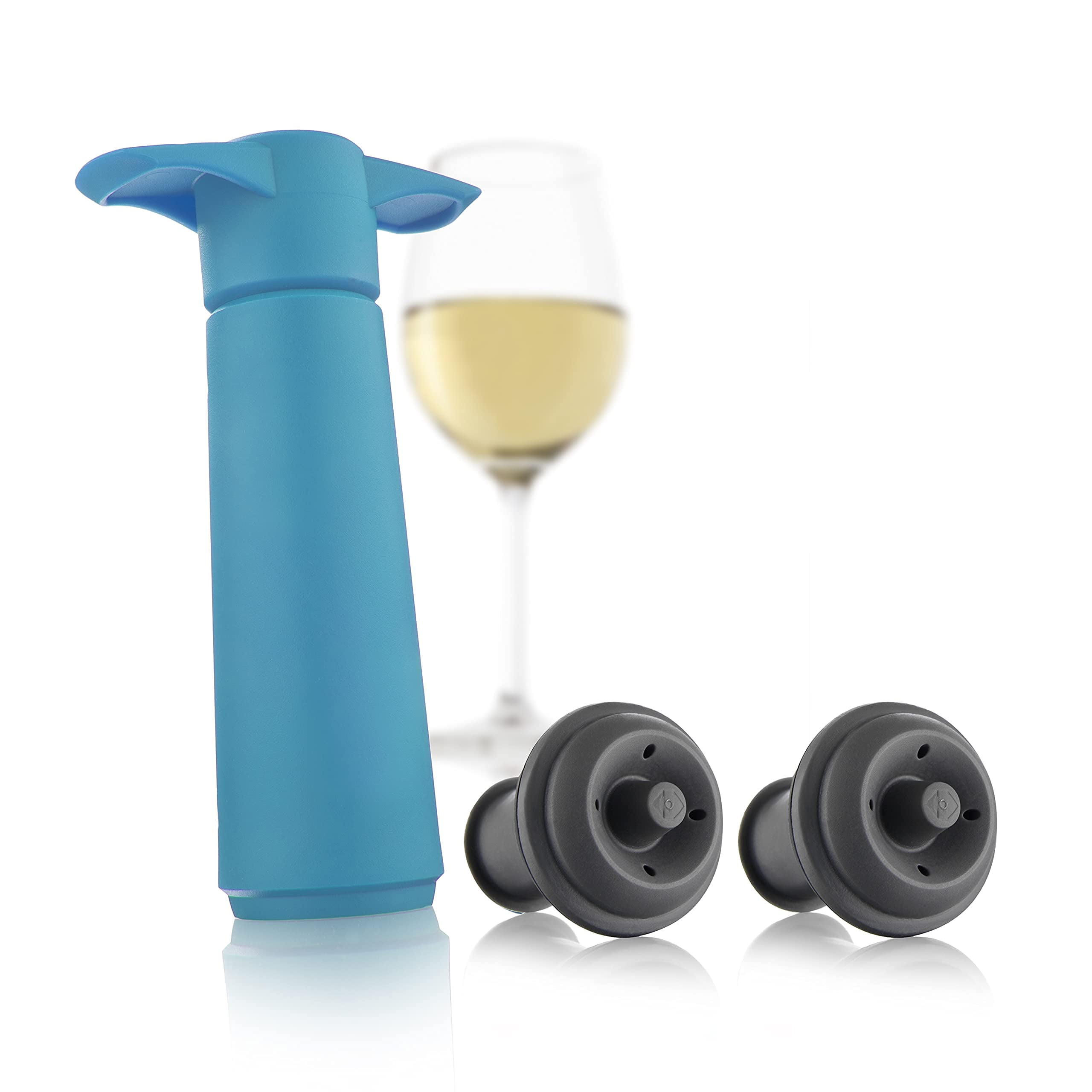 Vacu Vin Wine Saver Pump Blue with Vacuum Wine Stopper - Keep Your Wine ...