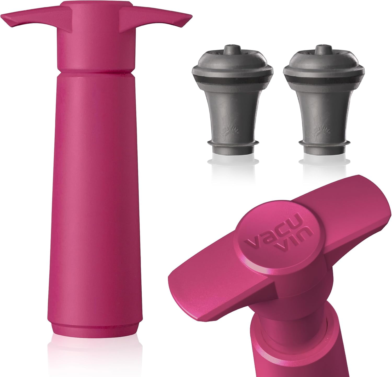 Vacu Vin Wine Saver Pump Pink with Vacuum Wine Stopper - Keep Your Wine ...
