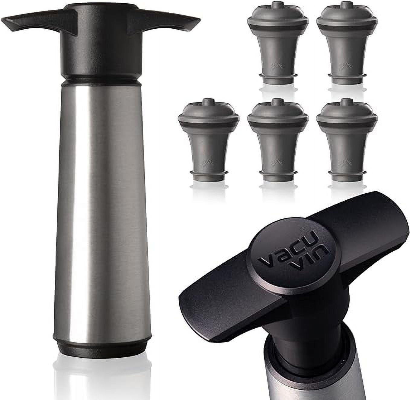 Vacu Vin Wine Saver Pump Stainless Steel with Vacuum Wine Stopper ...
