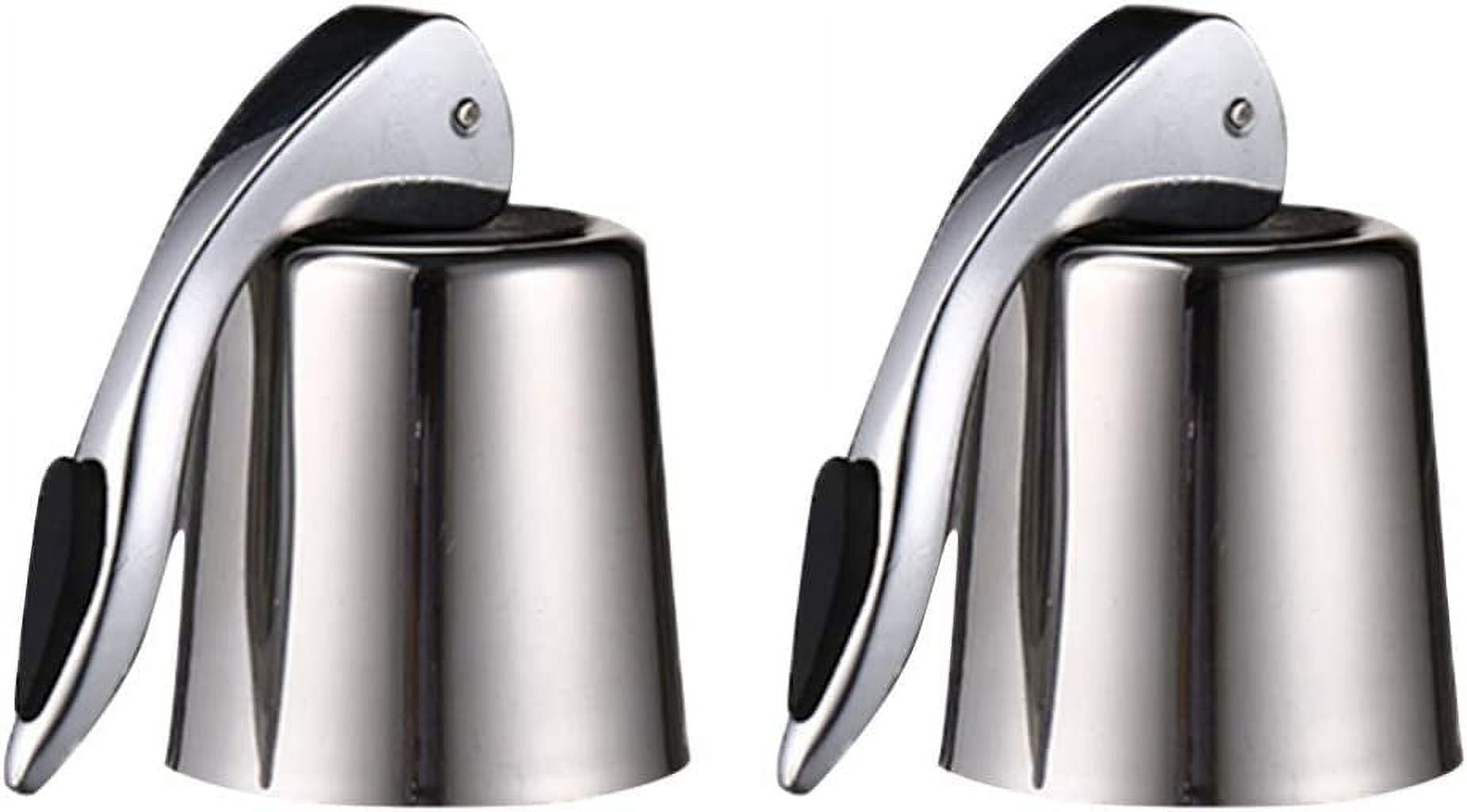 Vacumm Sealer Wine Stopper 2PCS Stainless Steel Wine Bottle Stoppers ...