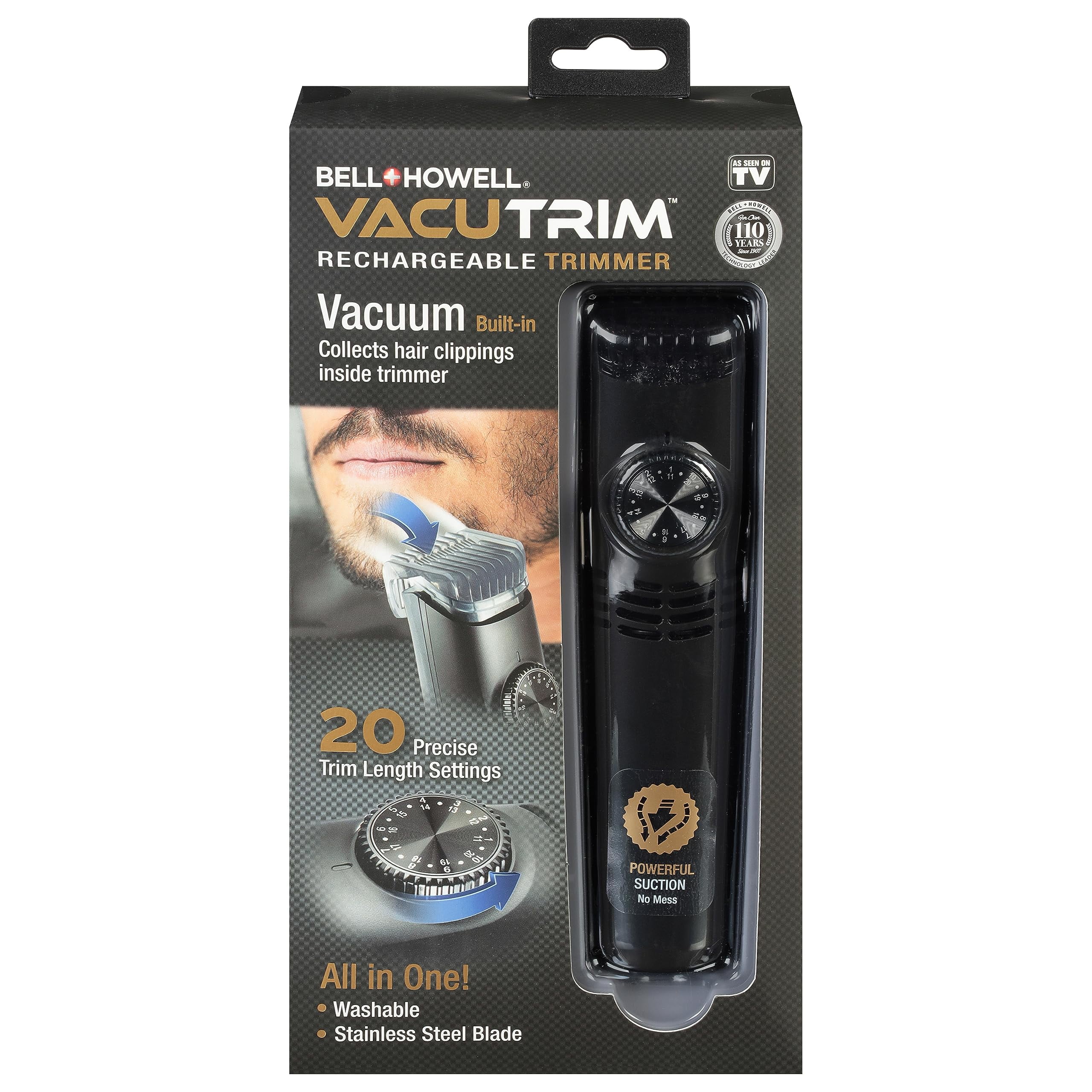 Vacutrim Cordless Mens Beard Trimmer, Rechargeable Electric Shaver with ...