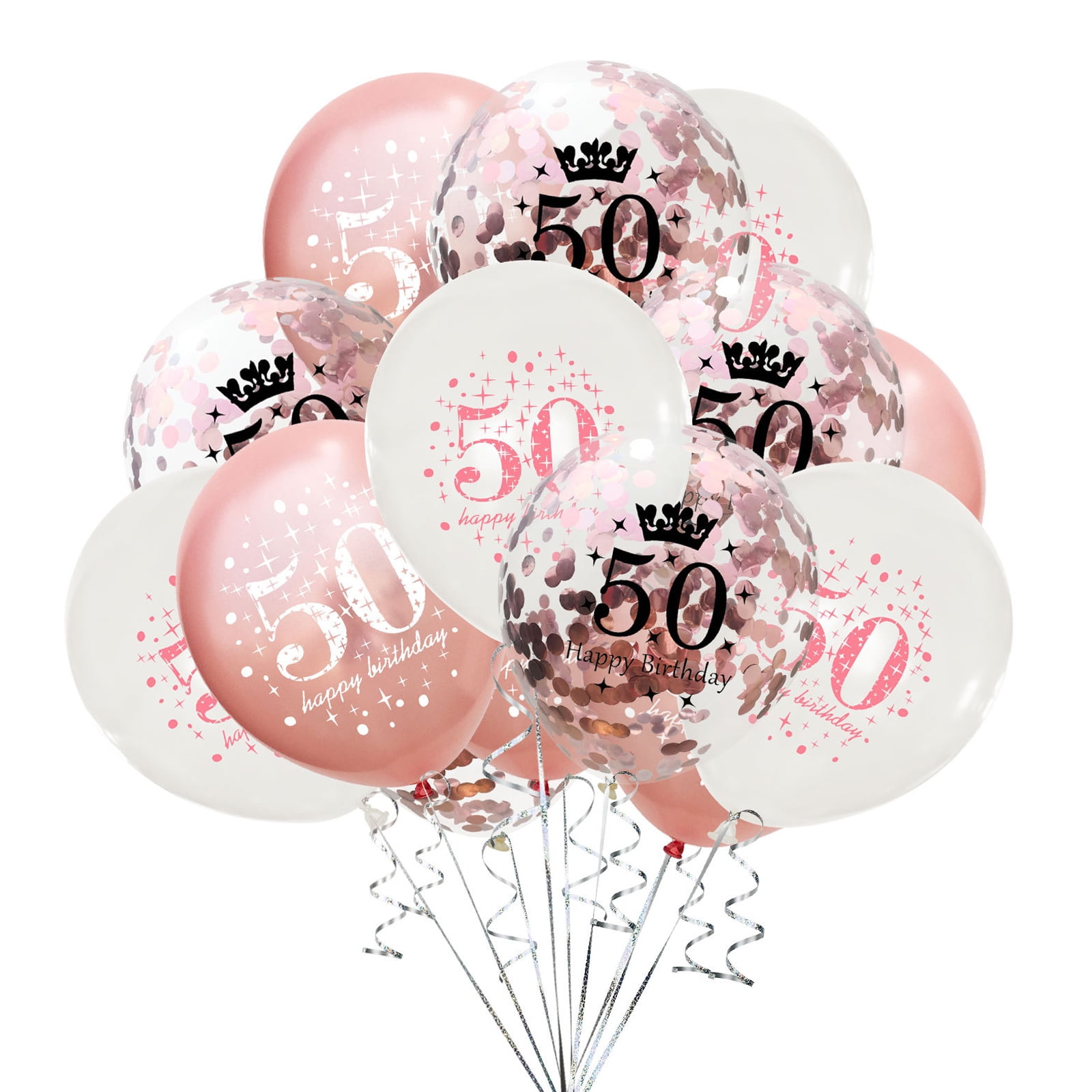 Vacuum-15Pcs White Pink 50Th Birthday Balloon - Walmart.com