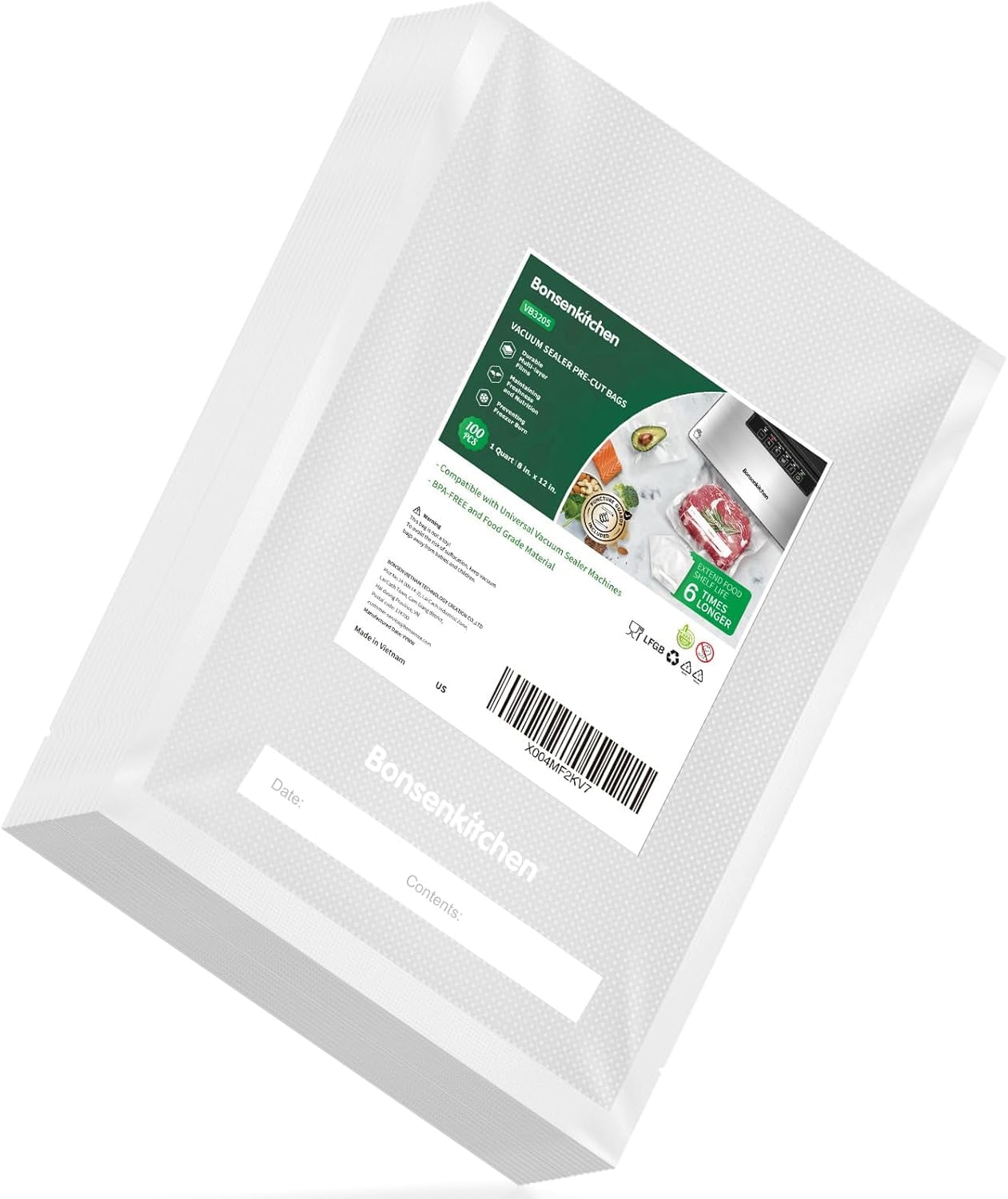 Vacuum Bags 100 Quart 8" x 12", BPA Free, Commercial Grade Textured ...
