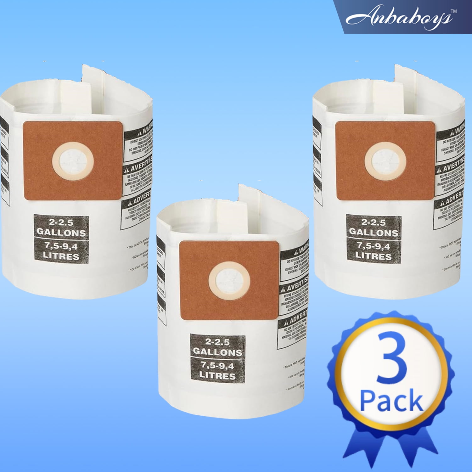 Vacuum Bags for Shop-Vac Type B 90668 906-68-00 2 Gallon Vacuum 3-Pack ...