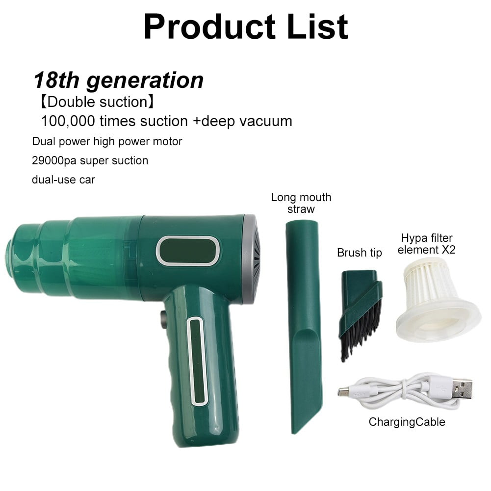 Vacuum Cleaner,29000PA,Green,Large Suction Wireless Dust Collector ...