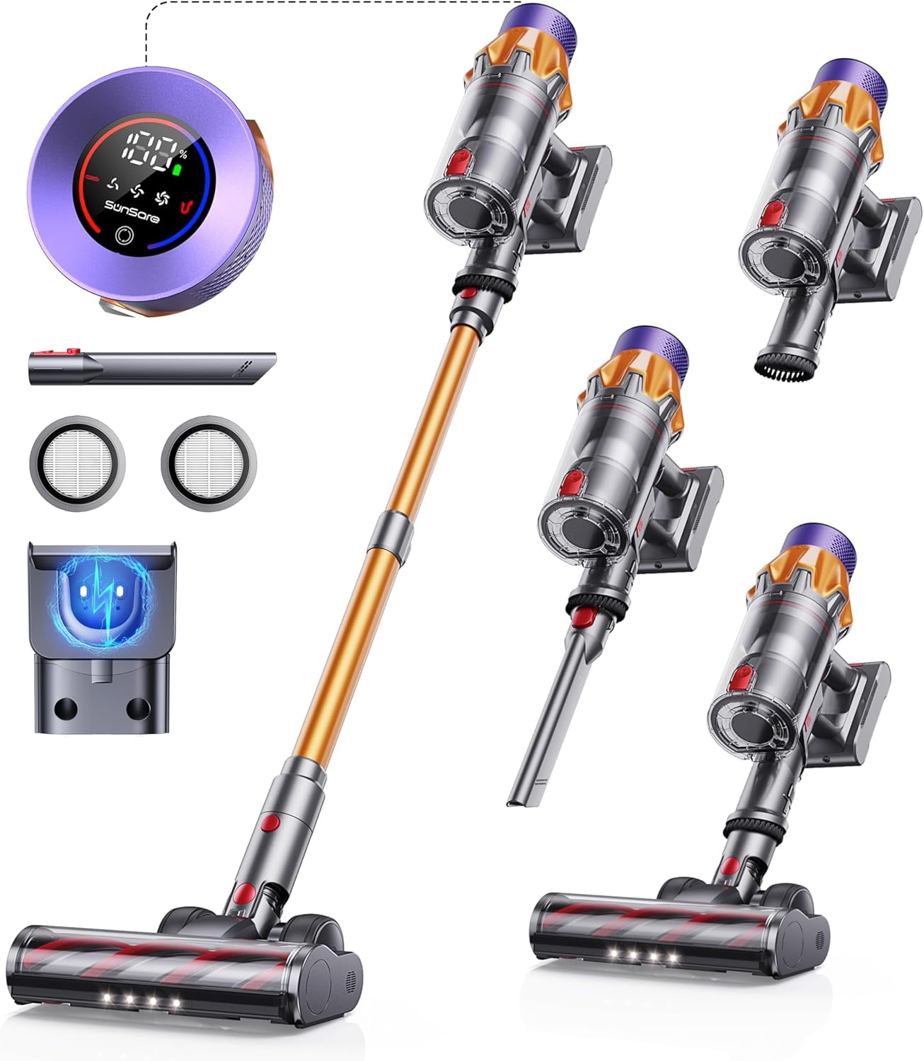 Vacuum Cleaner, 550W 45KPA 60Mins Cordless Stick Vacuum Cleaner With ...