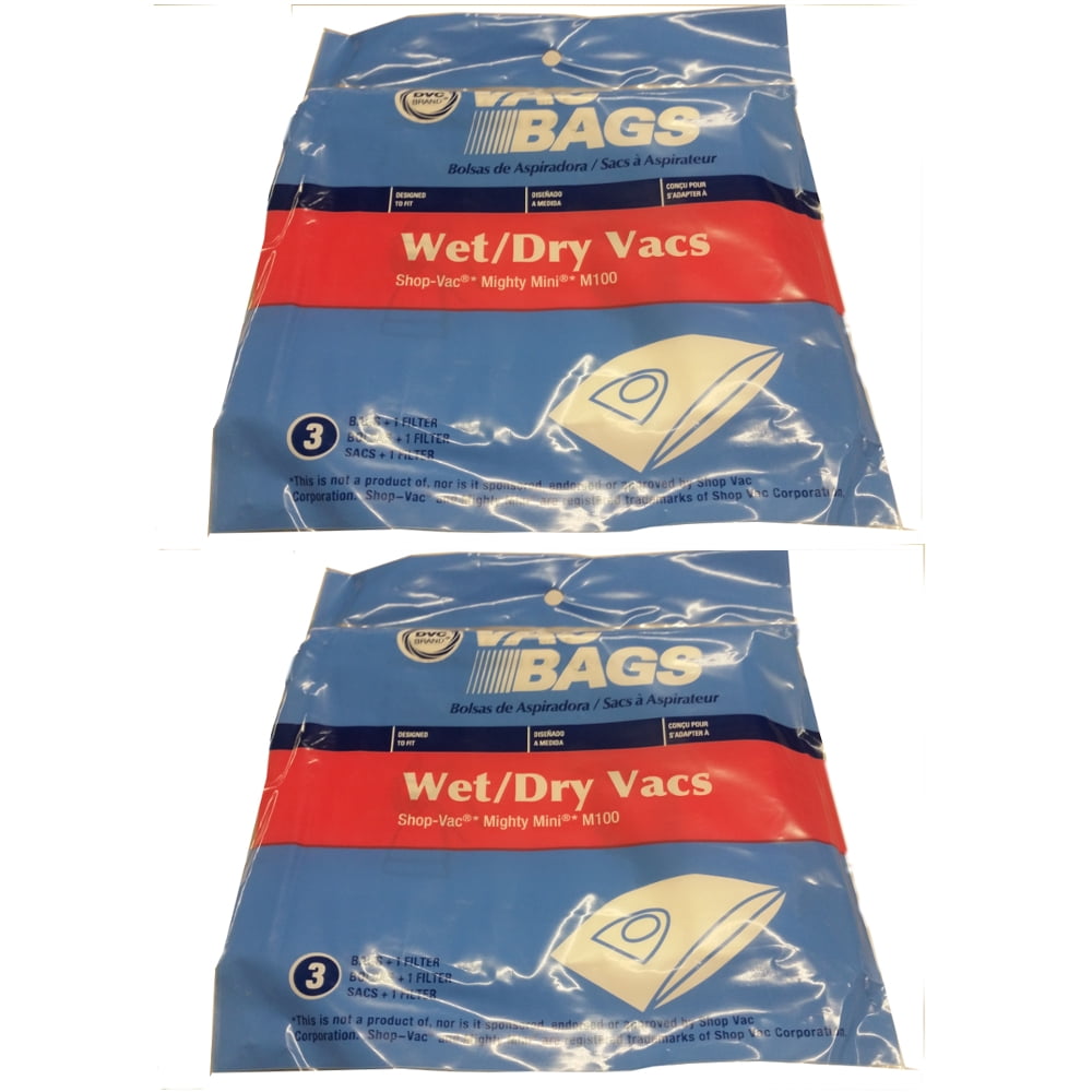 Vacuum Cleaner Bag for Shop Vac Mighty Mini M100 6 Bags + 2 Filters ...
