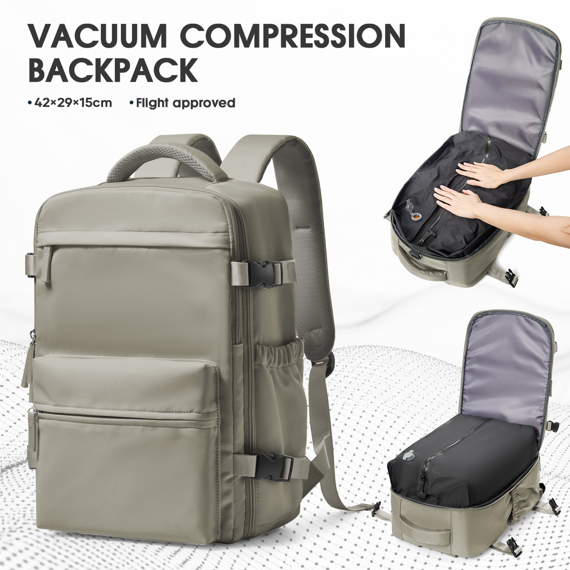 Travel Vacuum Backpack with Air Pump, Vacuum Seal Carry on Backpack for ...