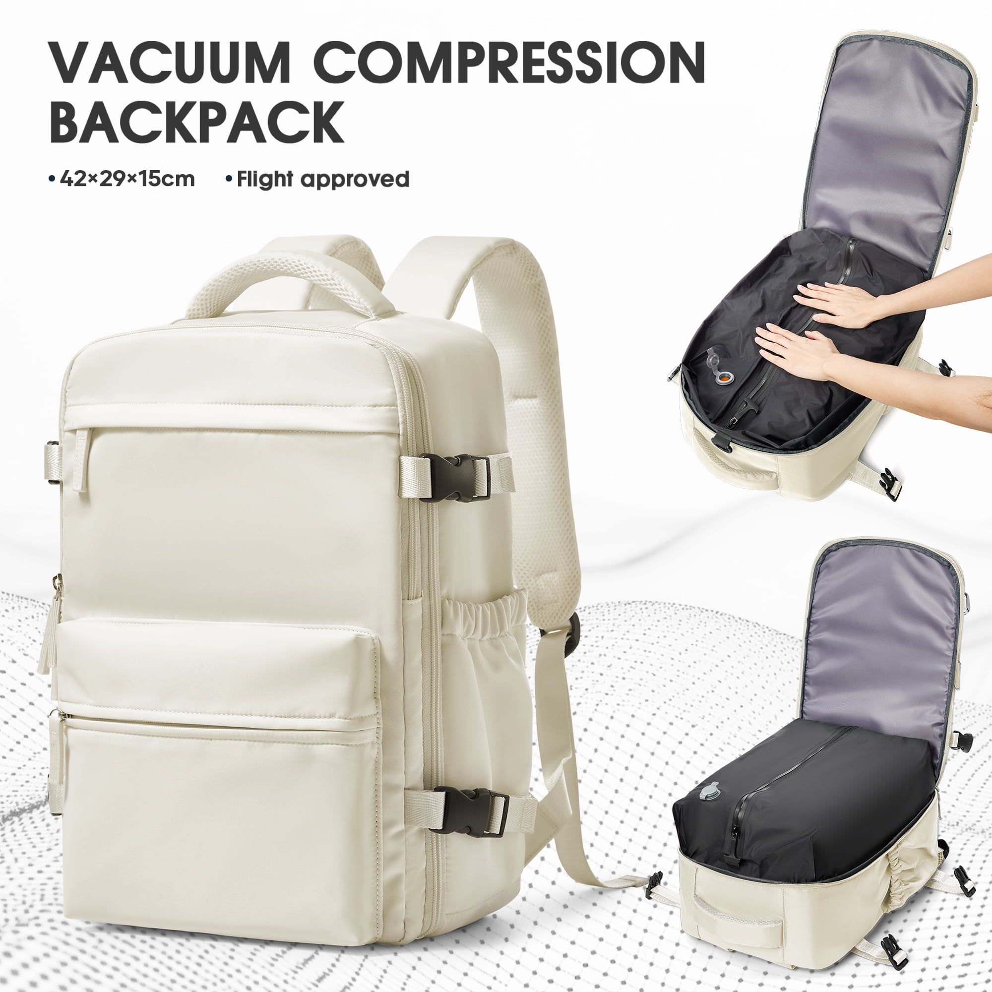 Travel Vacuum Backpack with Air Pump, Vacuum Seal Carry on Backpack for ...