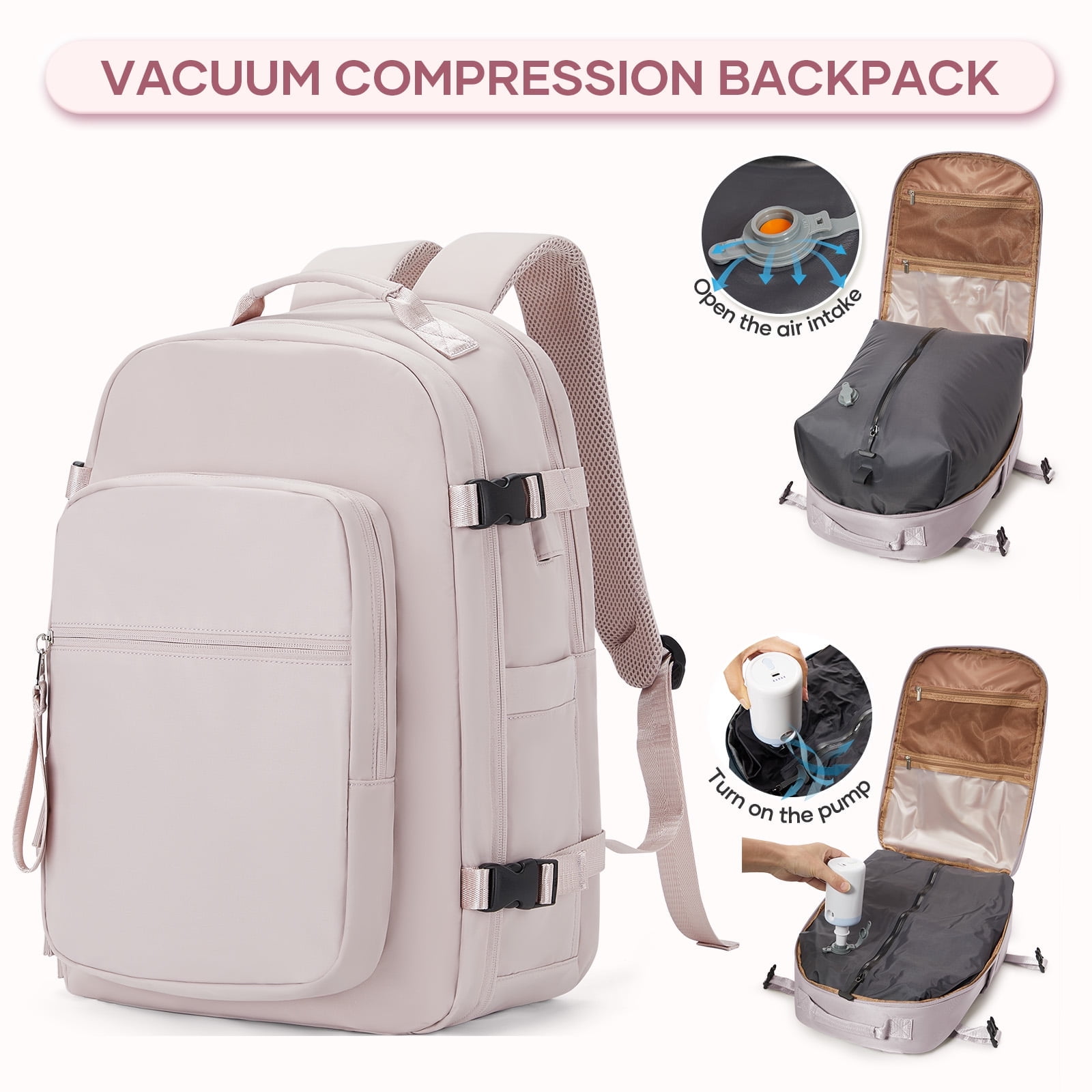 Vacuum Seal Backpack for Travel with Vacuum Compression, Air Seal Travel Backpack with Portable ...