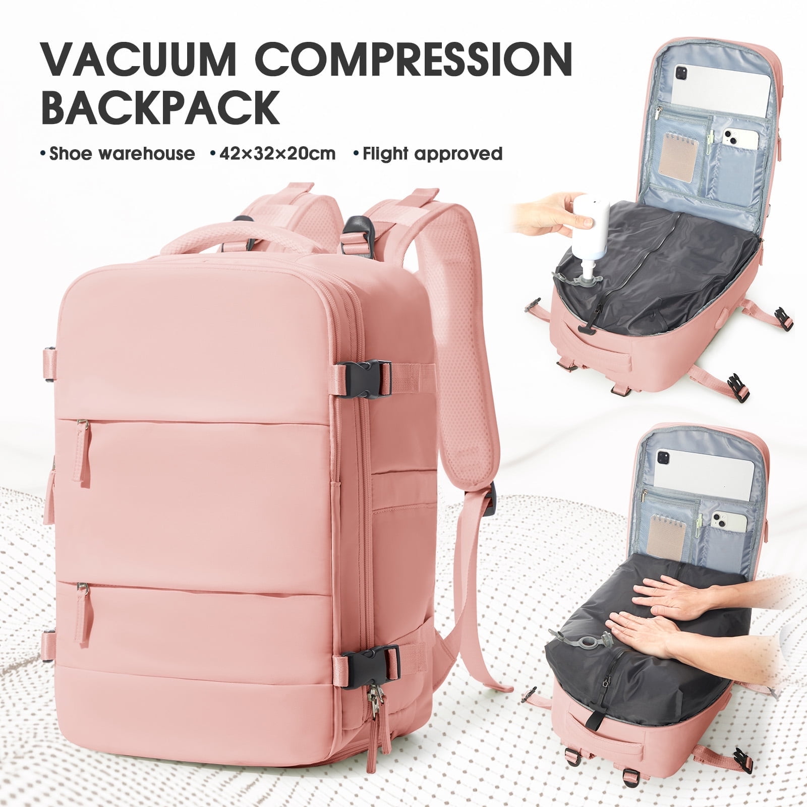 Vacuum Backpack for Travel, Vacuum Seal Carry on Backpack with Vacuum ...