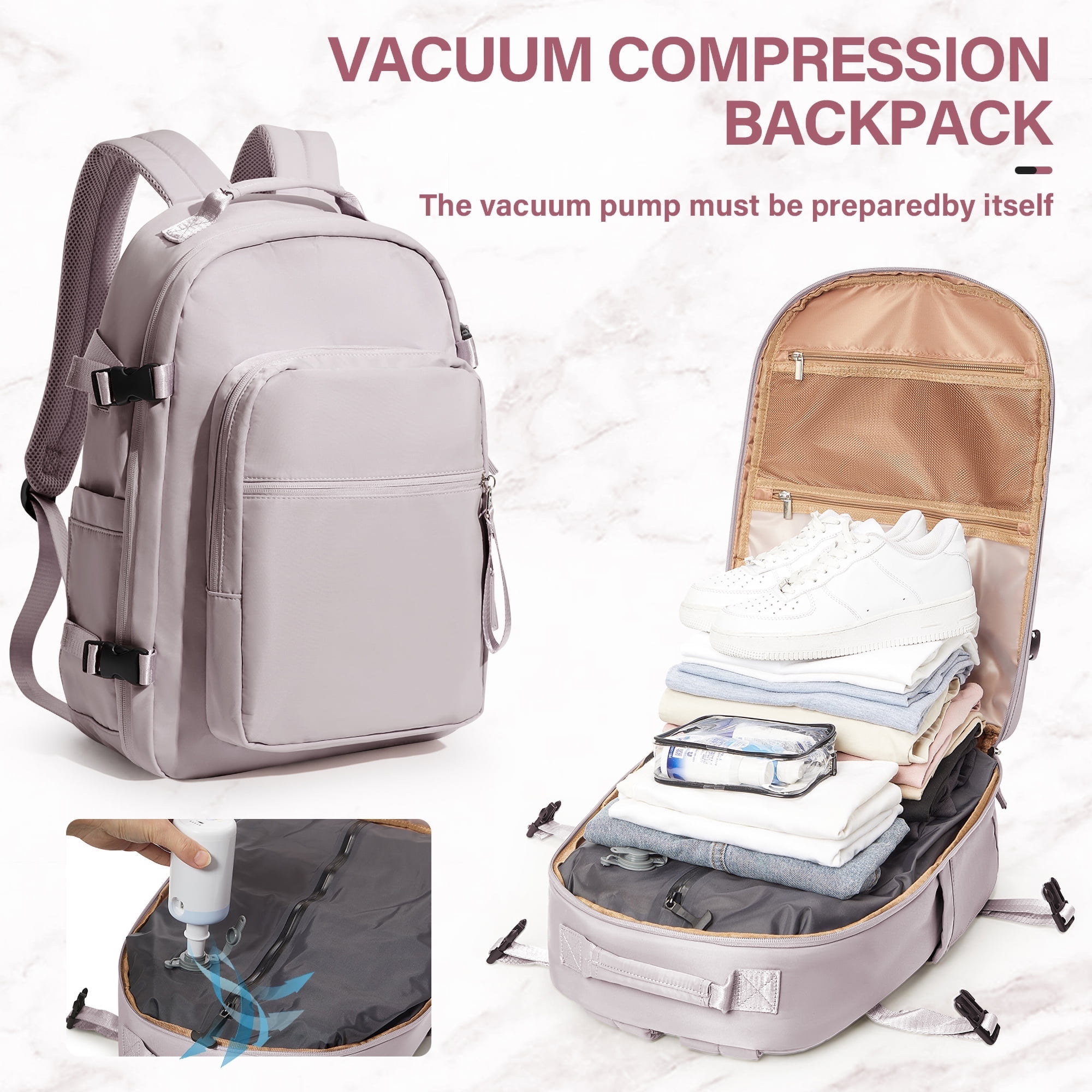 Vacuum Seal Backpack for Travel with Vacuum Compression, Air Seal Travel Backpack with Portable ...