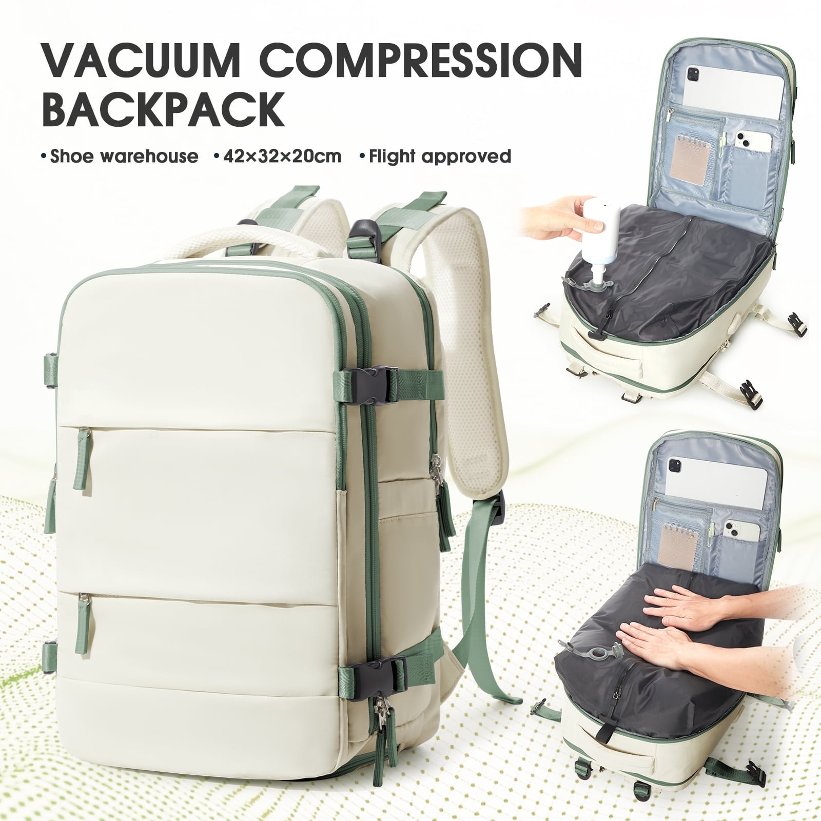 Vacuum Backpack for Travel, Vacuum Seal Carry on Backpack with Vacuum ...