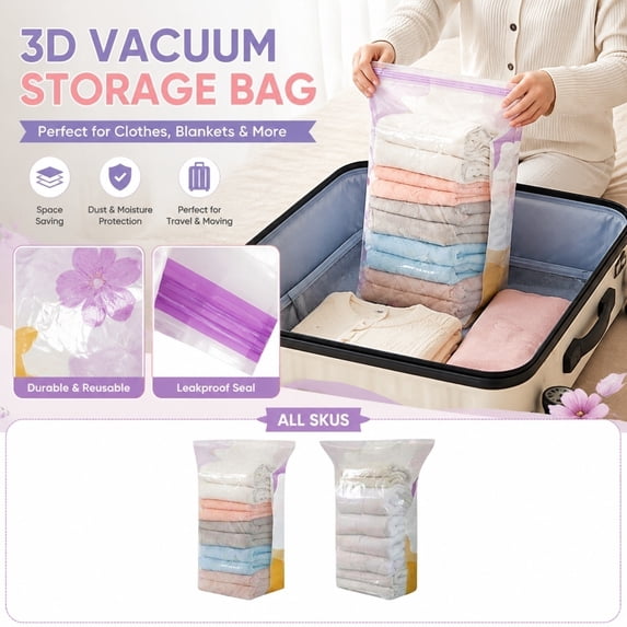 Vacuum Compression Storage Bags, Clear Storage Bags for Clothing ...