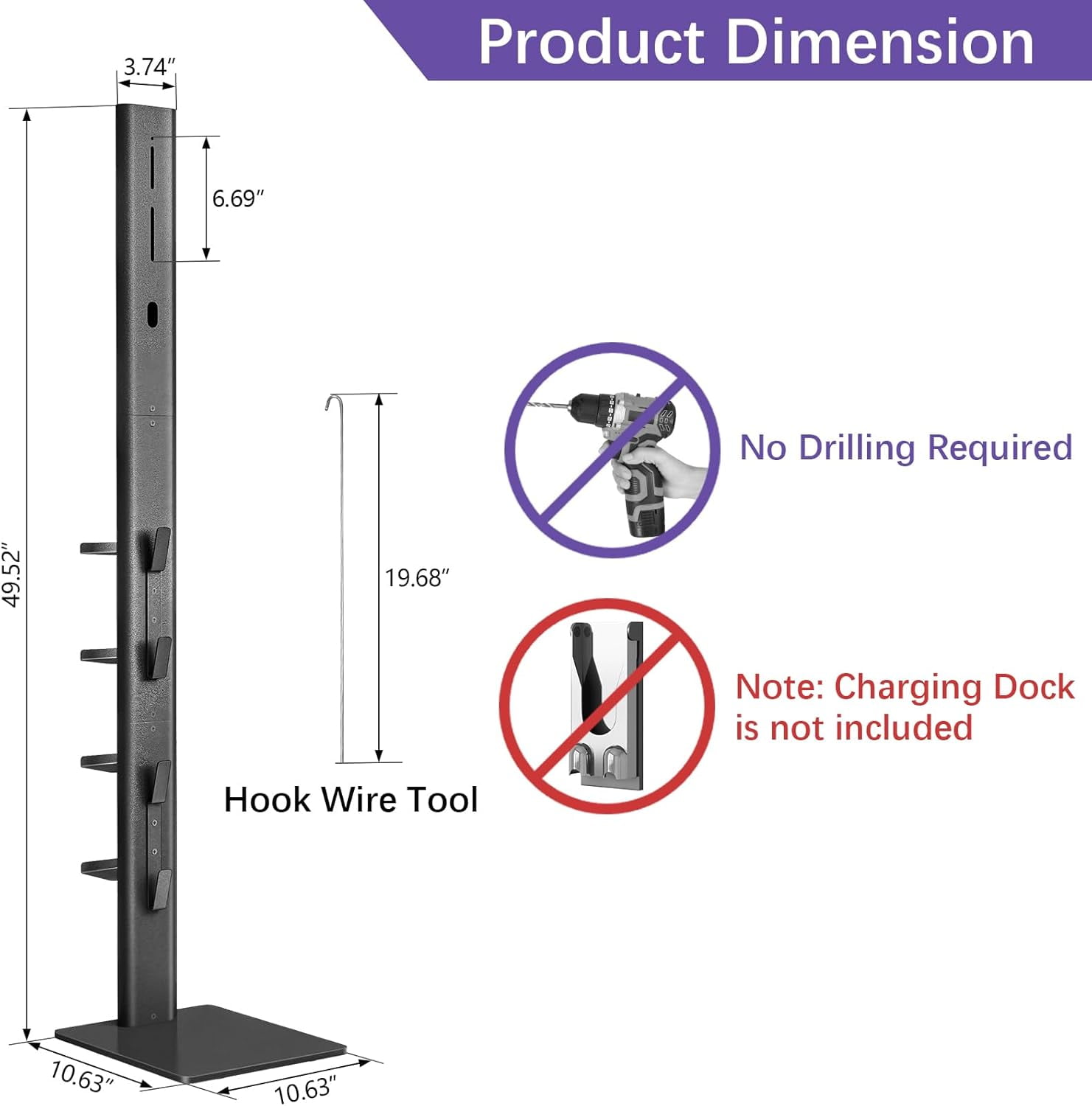 Vacuum Docking Station Stand Compatible With V15 V12 V10 V8 V7 V6 ...