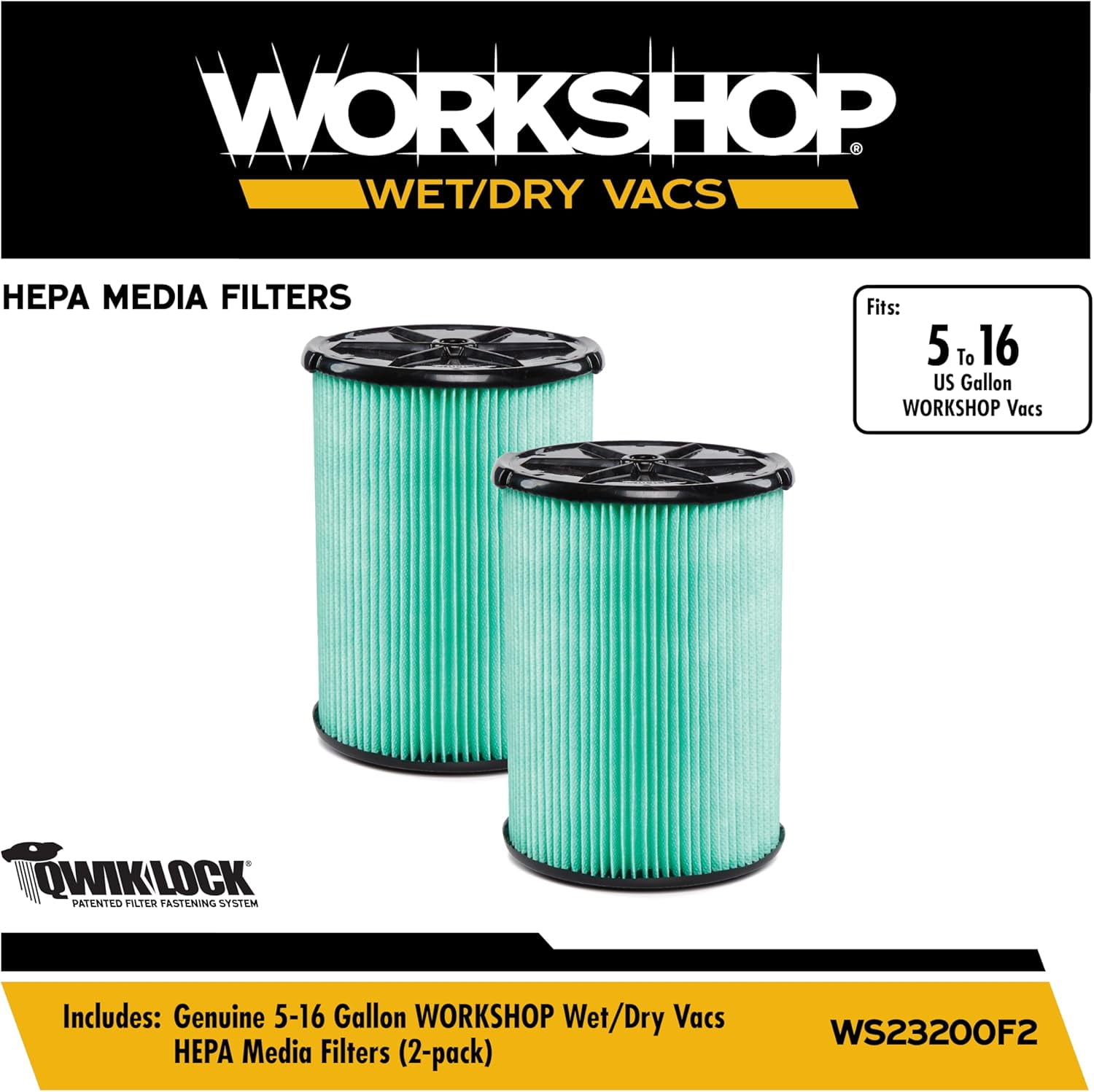 Vacuum Filters WS23200F2 HEPA Media Filter For Shop Vacuum Cleaner (2pk ...