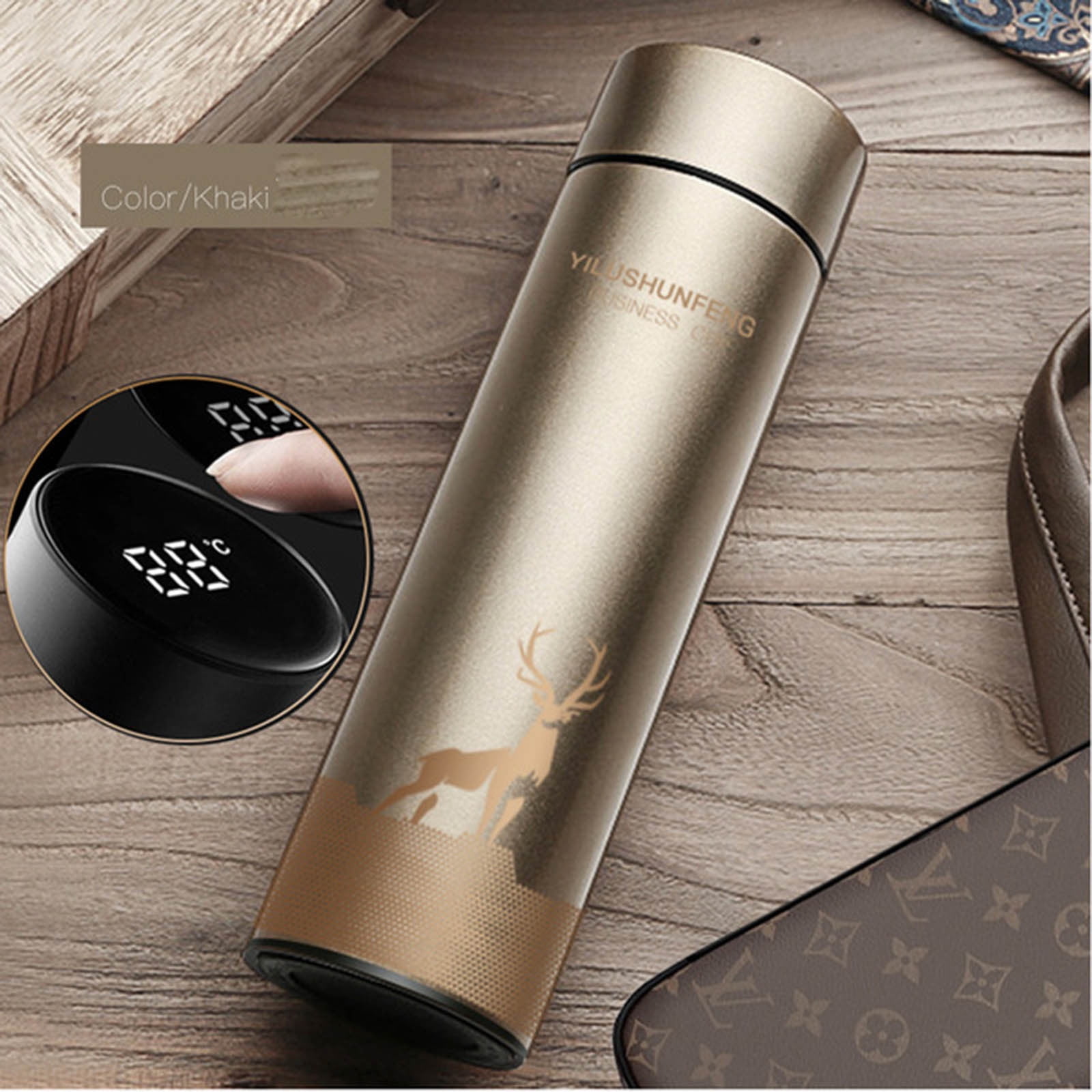 Vacuum Flask Stainless Steel 500ml | LCD Touch Temperature Display | 12hr Hot Cold Insulation ...