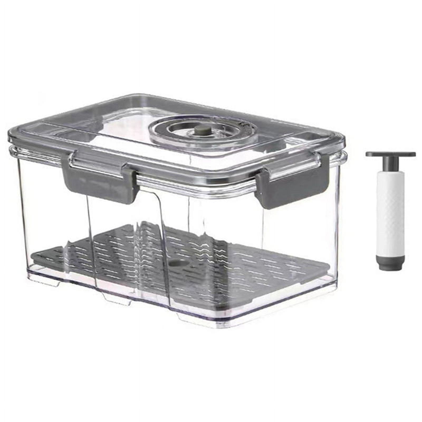 Vacuum Food Storage Container Transparent Fridge Organizer with Drain ...