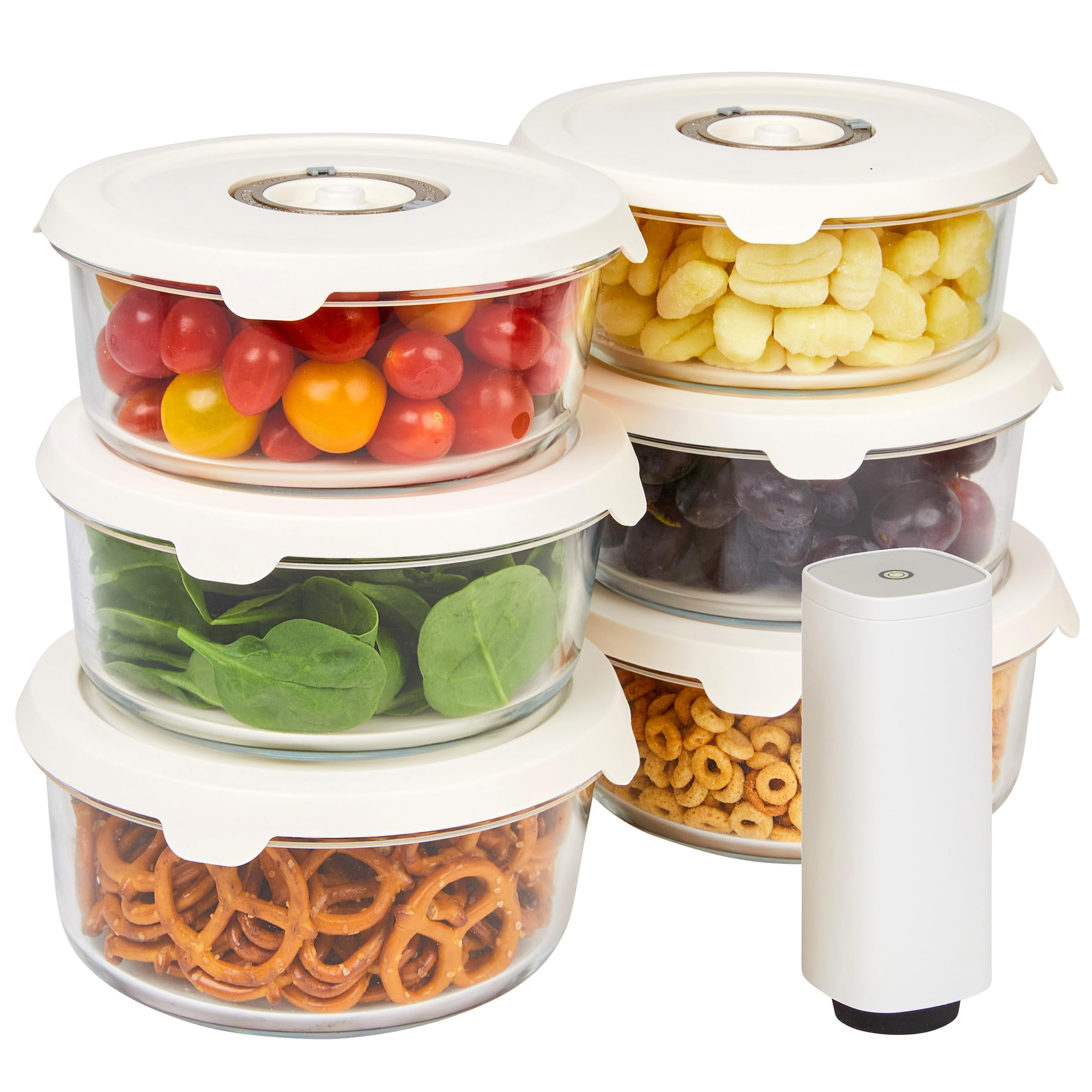 Vacuum Food Storage Containers, Set of 6 Glass Containers & Electronic ...
