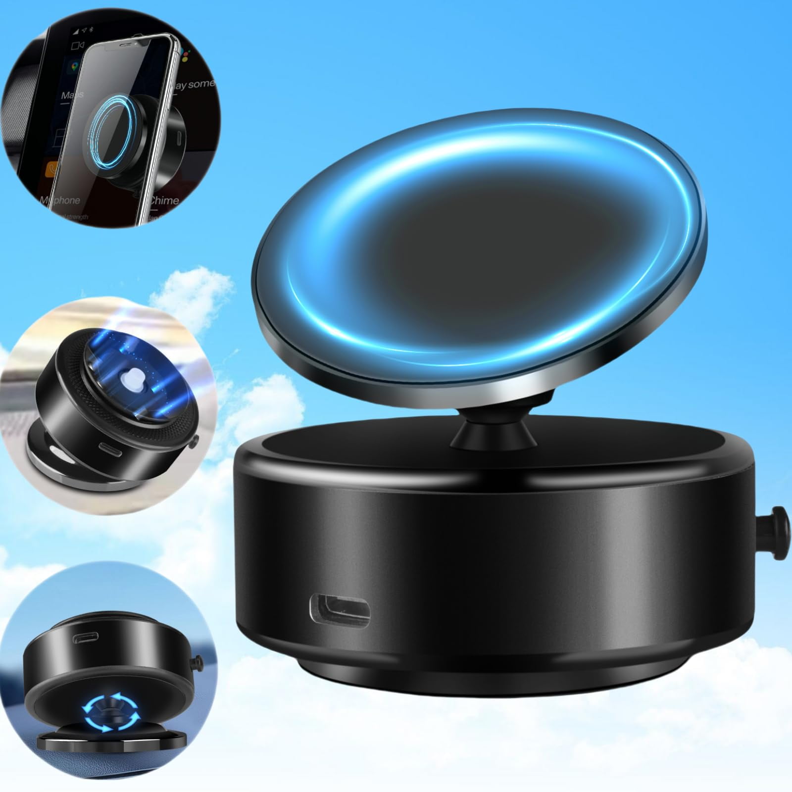 Vacuum Magnetic Suction STF9 Mount,360°Rotatable Suction Cup Magnetic ...