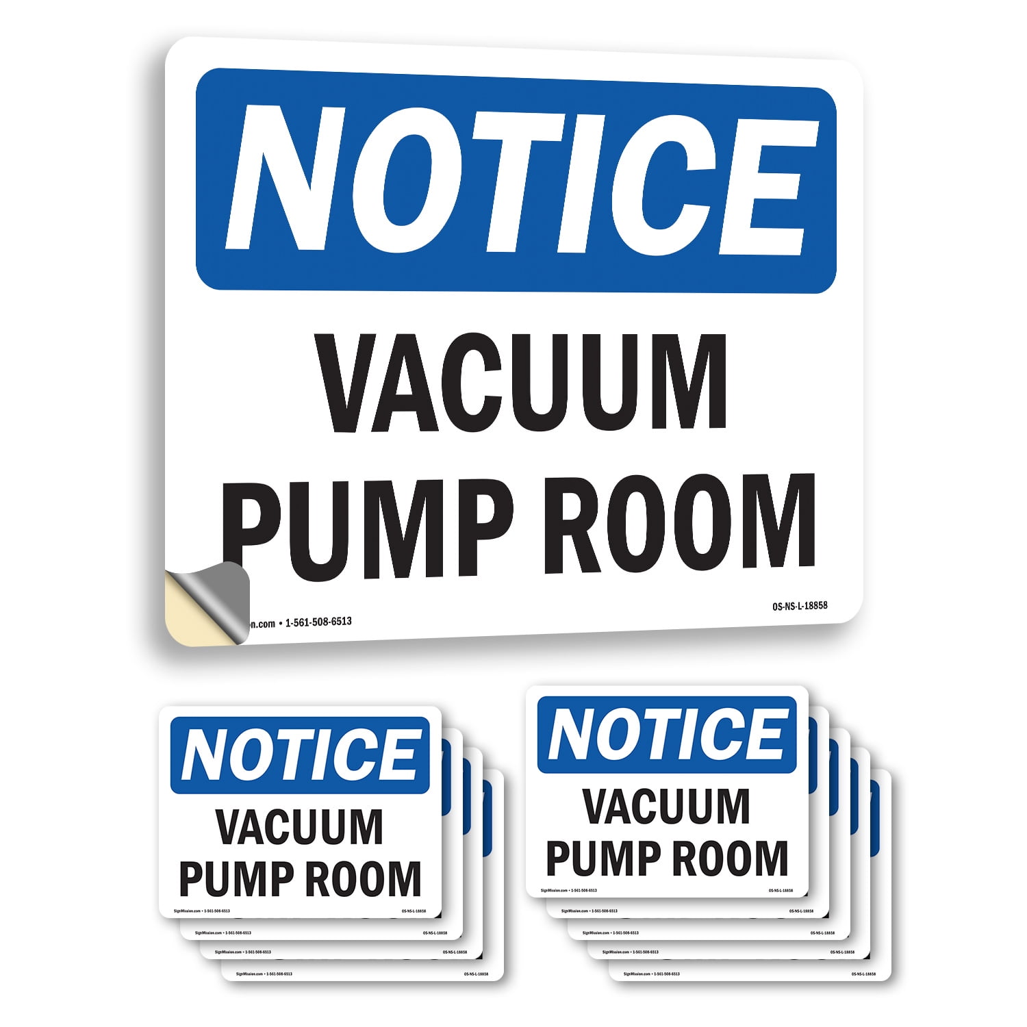 Vacuum Pump Room OSHA Notice Vinyl Decal Label 24 Inch x 18 Inch - 10 ...