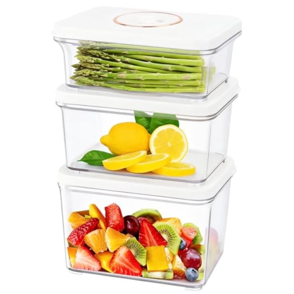 Vacuum Seal Containers, 3Pcs Reusable Food Storage Containers with Lids ...