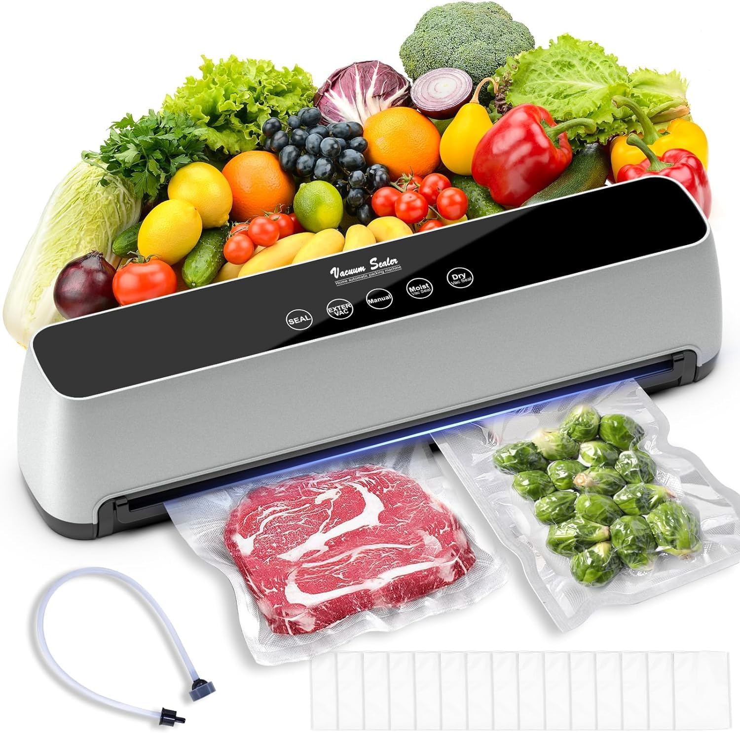 Vacuum Sealer, 70 Kpa One-Touch Full Automatic Vacuum Sealer with LED ...