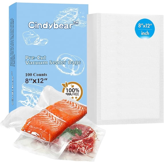 Vacuum Sealer Bags for Food, 100 Pre-cut 8 x 12 Inch BPA Free Food ...