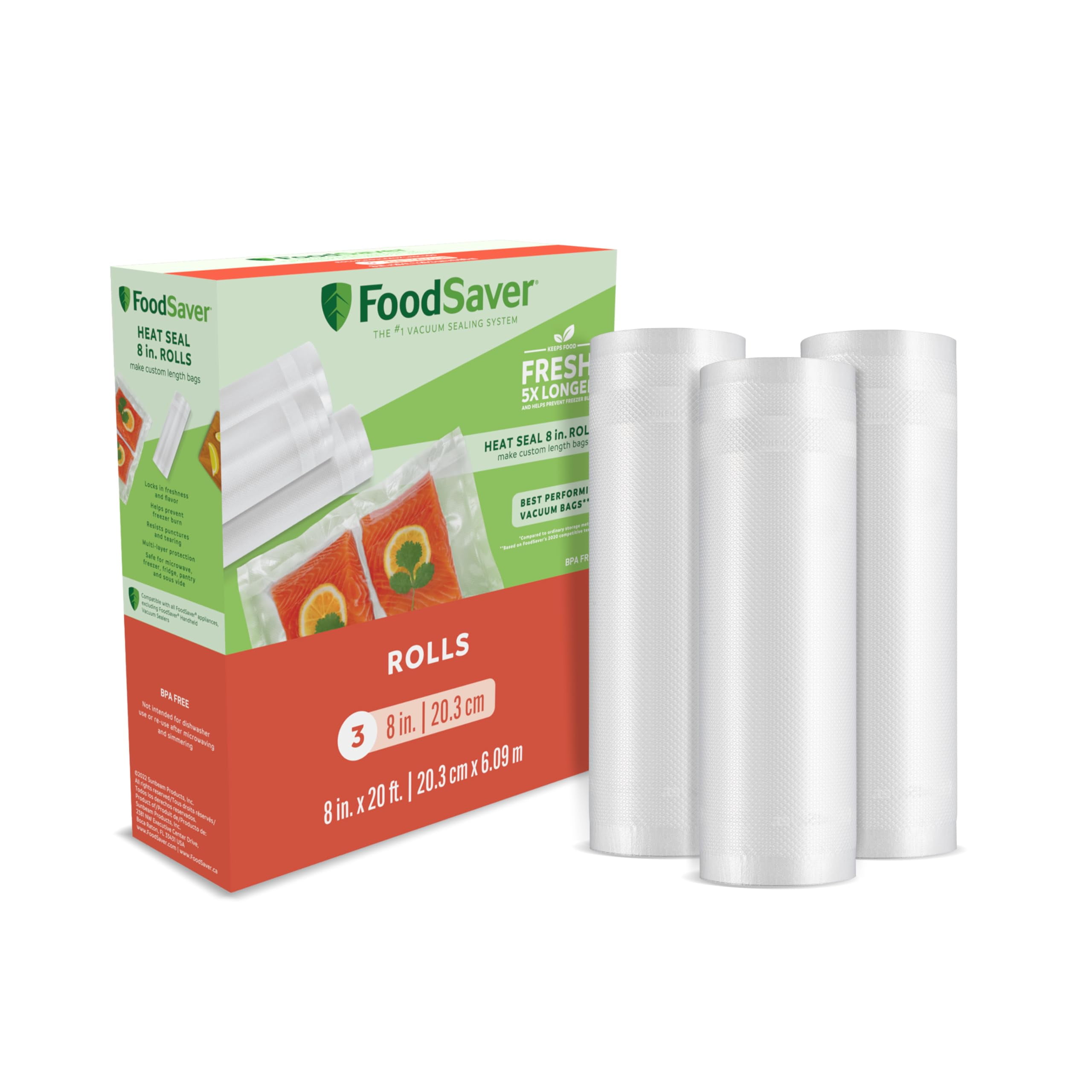 FoodSaver Vacuum Sealer Bags, Rolls for Custom Fit Airtight Food ...