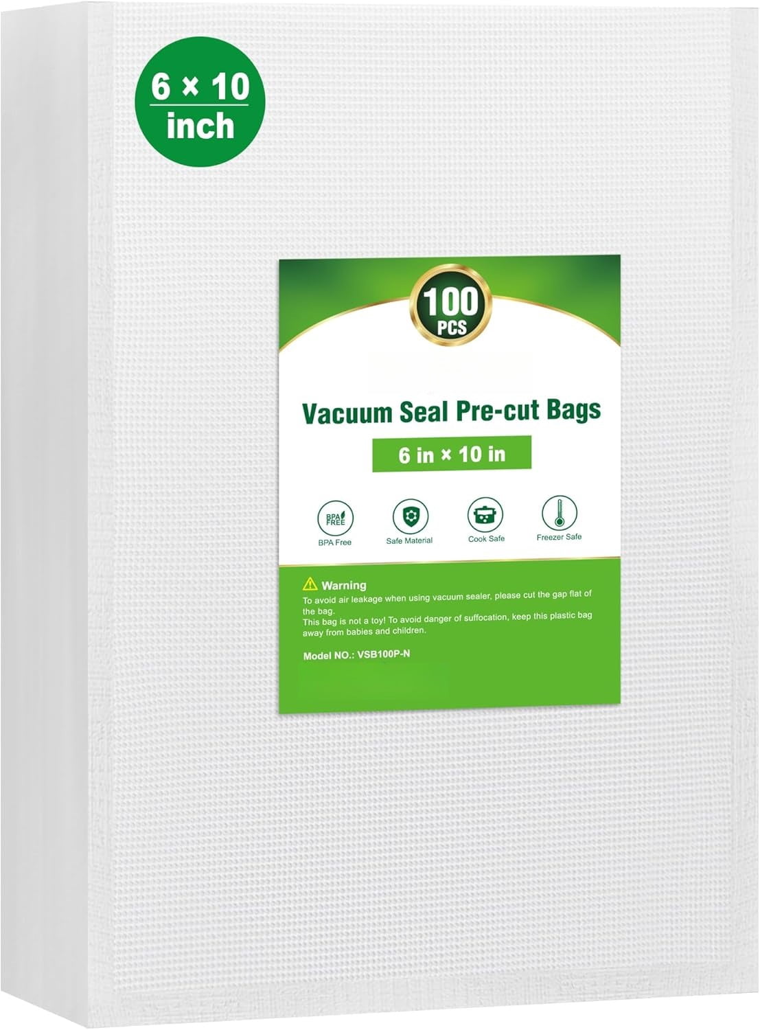 Vacuum Sealer Bags for Food, 100 Count Pint 6" x 10" Commercial Grade ...