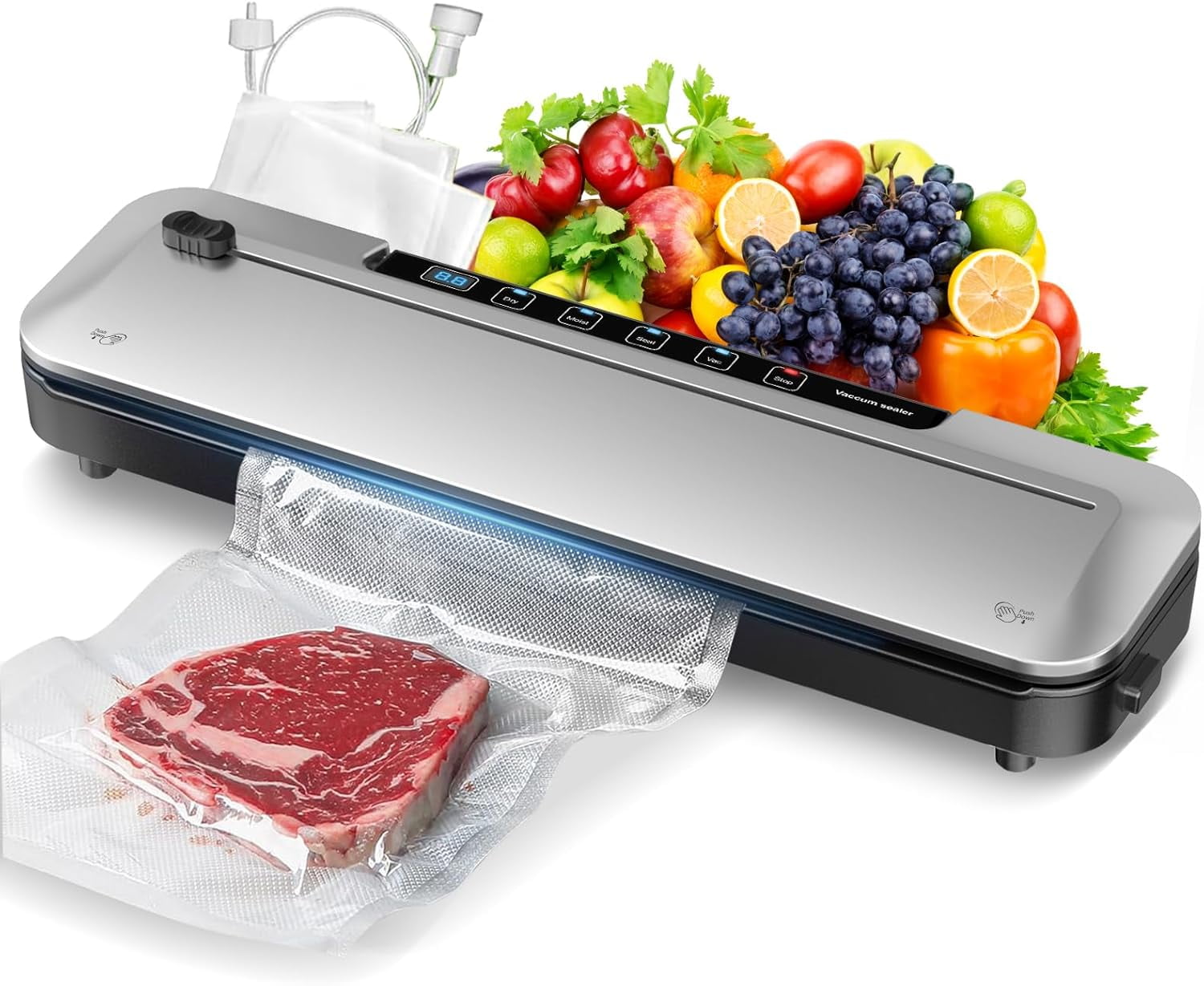 Vacuum Sealer for Food,75 Kpa Precision Suction Power 6-in-1 Food ...