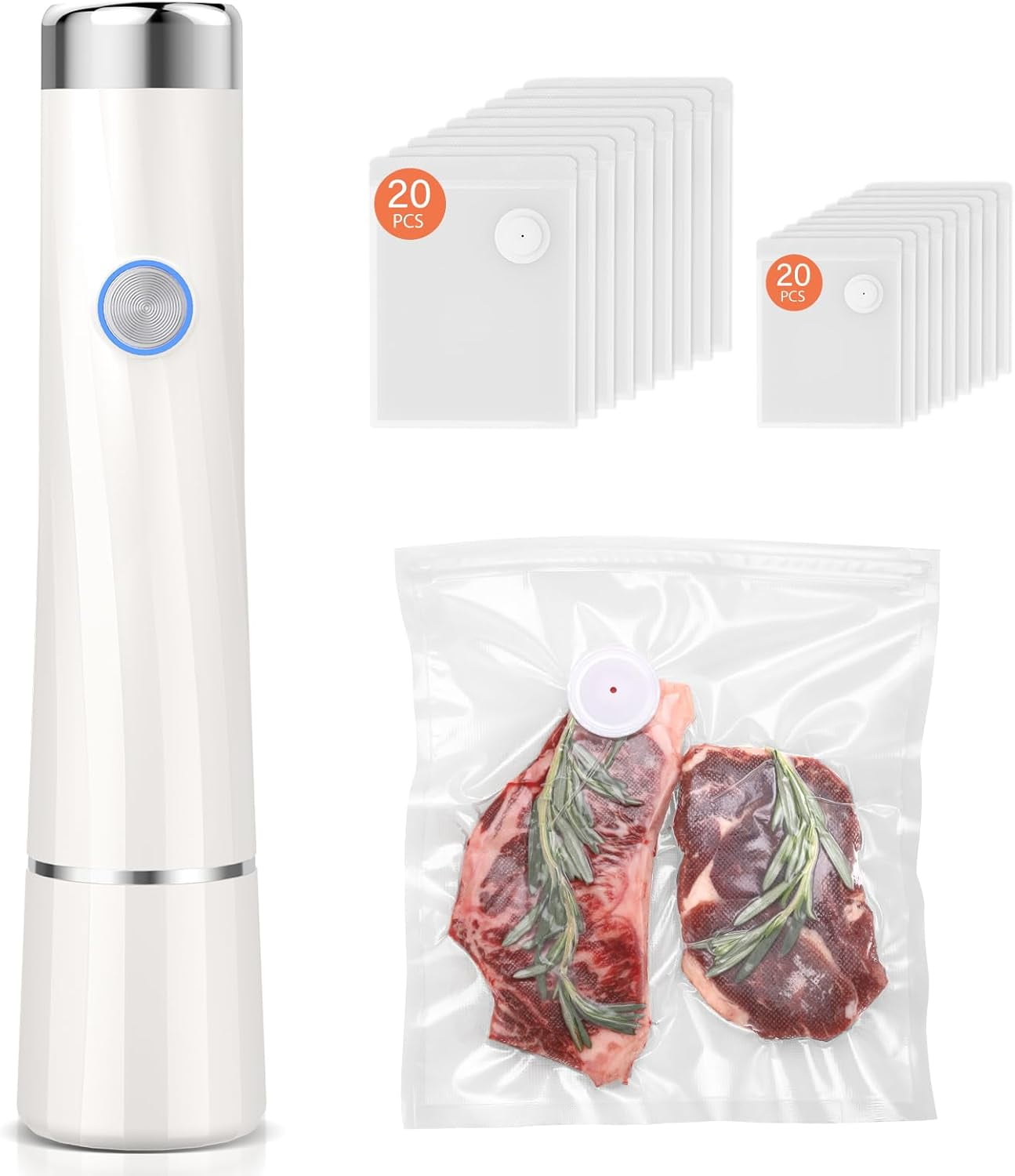 Vacuum Sealer For Food, Handheld Vacuum Sealer(Vacuum Sealers+ 40 Reusable Vacuum Seal Bags) for ...