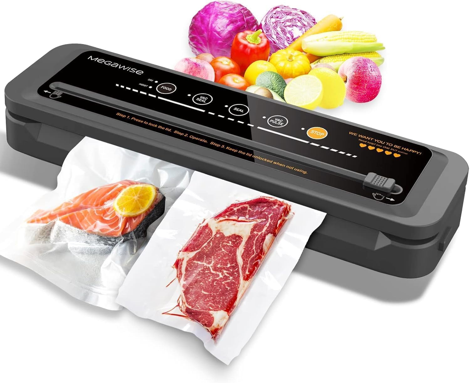Vacuum Sealer Machine | 80kPa Suction Power| Bags and Cutter Included ...