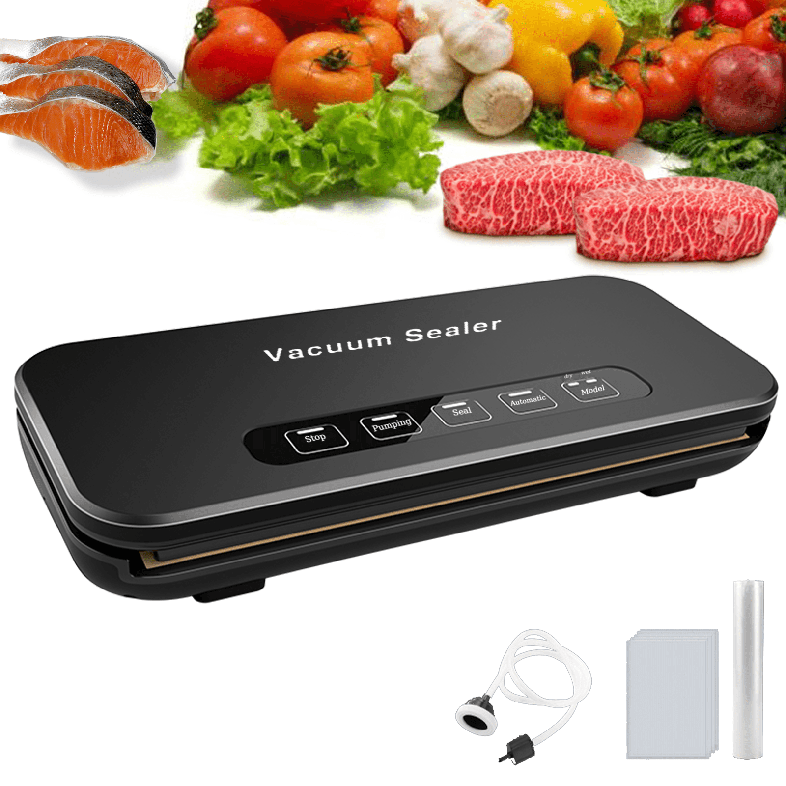 Vacuum Sealer Machine, 85Kpa Automatic Food Sealer Machine,Build-in ...