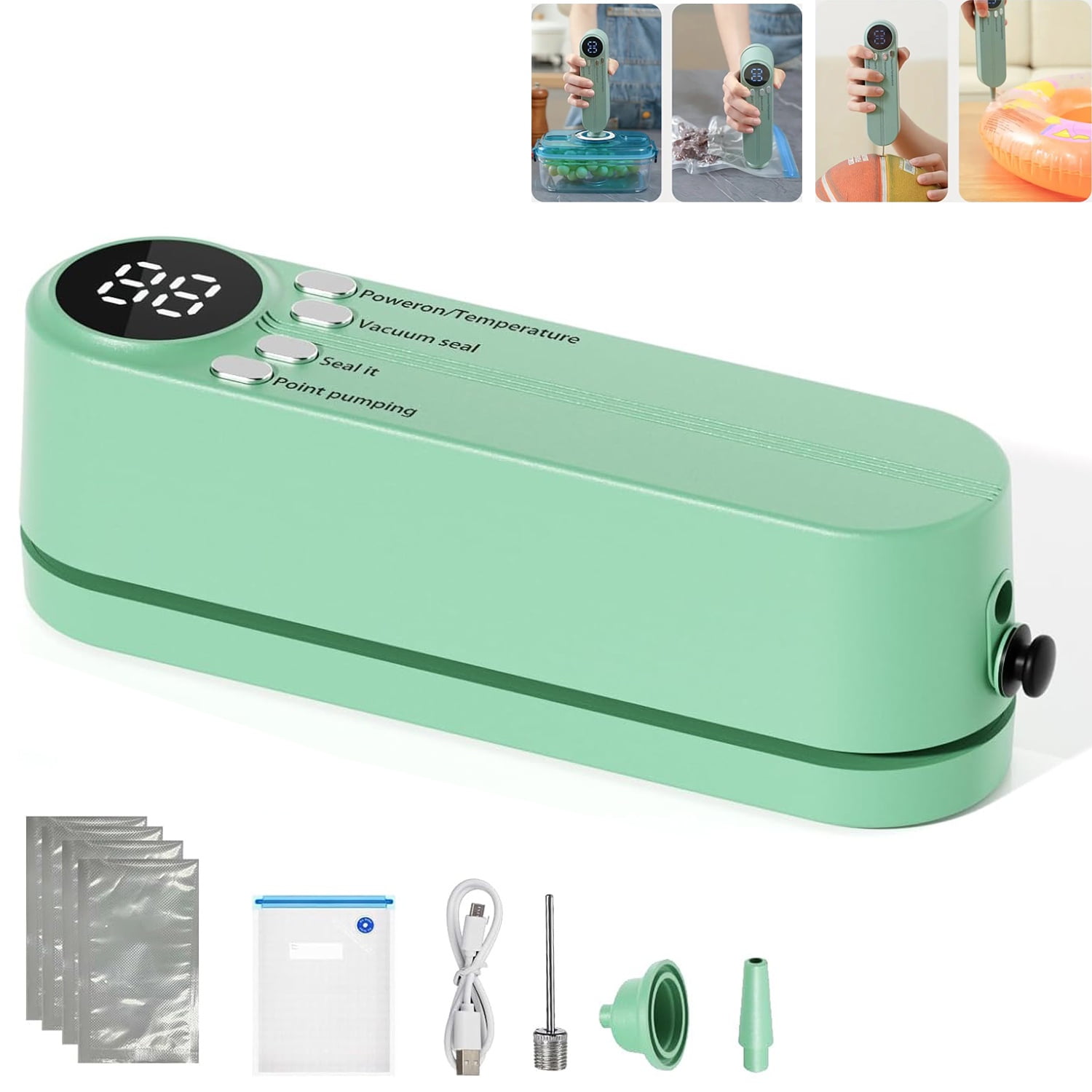 Vacuum Sealer Machine, BKSDUEH 3 in 1 Cordless Rechargeable Food Sealer ...
