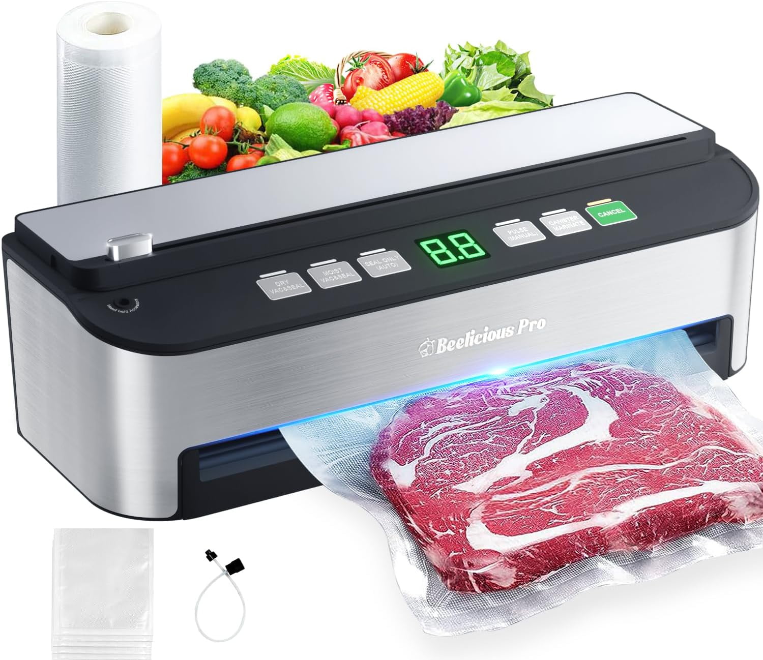 Vacuum Sealer Machine, Beelicious 85KPA Fully Automatic 8-IN-1 Food ...