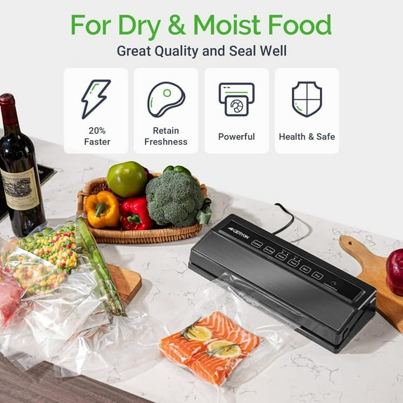 Vacuum Sealer Machine Black and 2 Pack Vacuum Sealer Bag 8x16ft Rolls ...