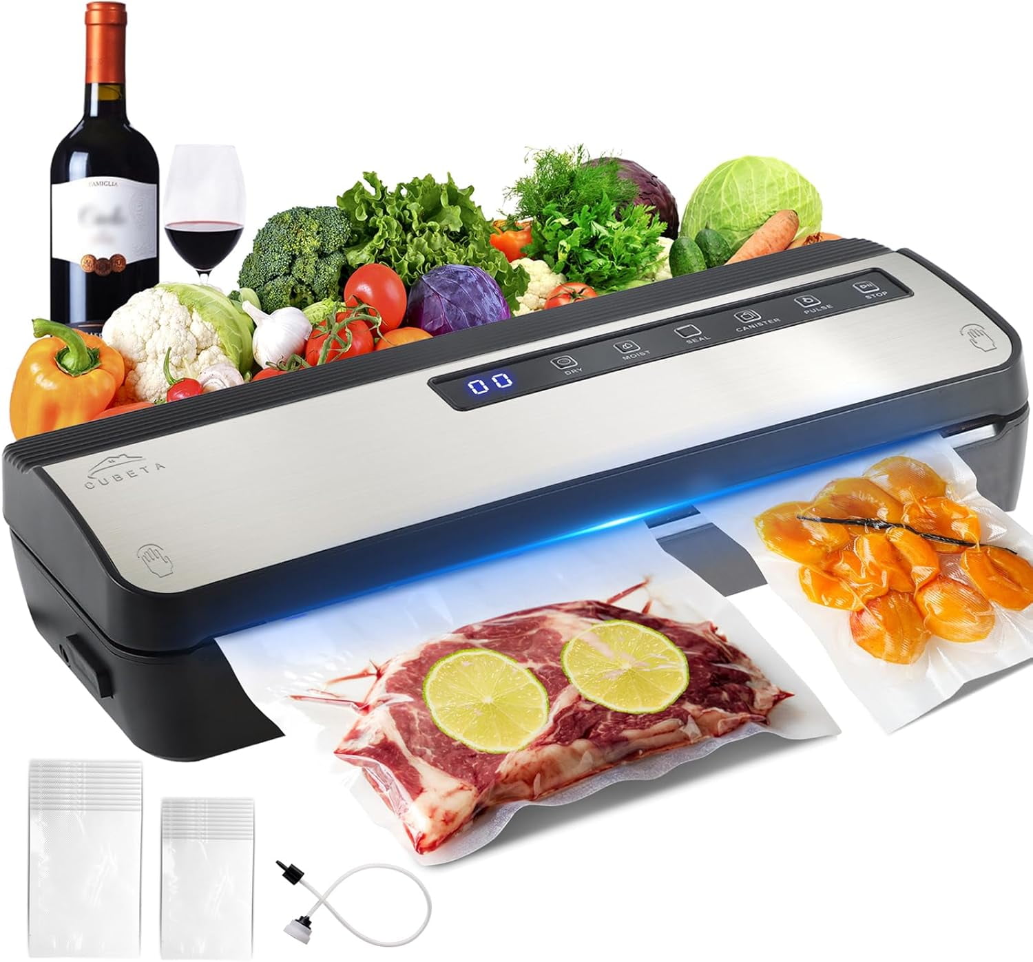 Vacuum Sealer Machine for Food, 80KPA Powerful 8-in-1 Automatic Vacuum ...