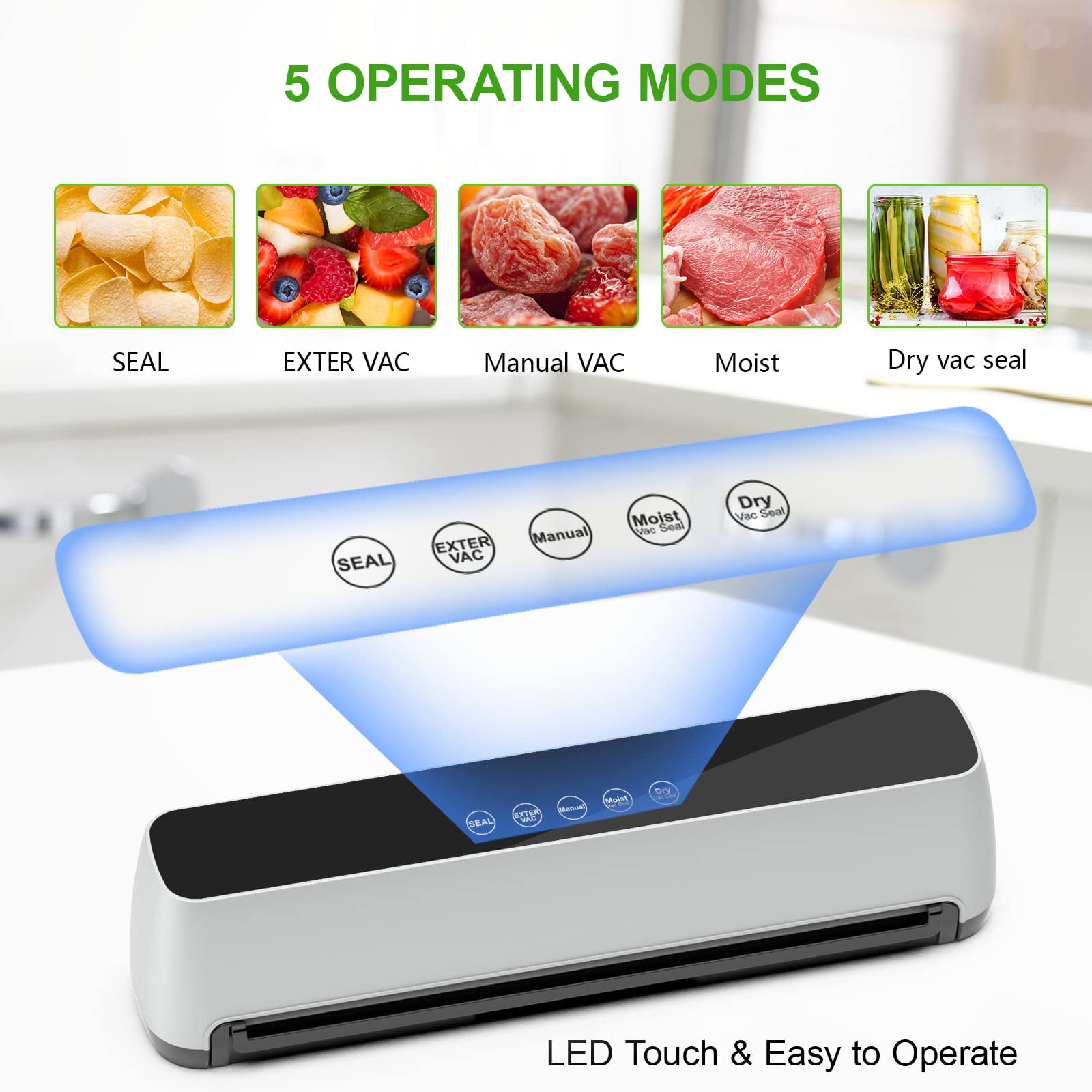 Vacuum Sealer Machine-One-Touch Full Automatic Vacuum Sealer with LED ...