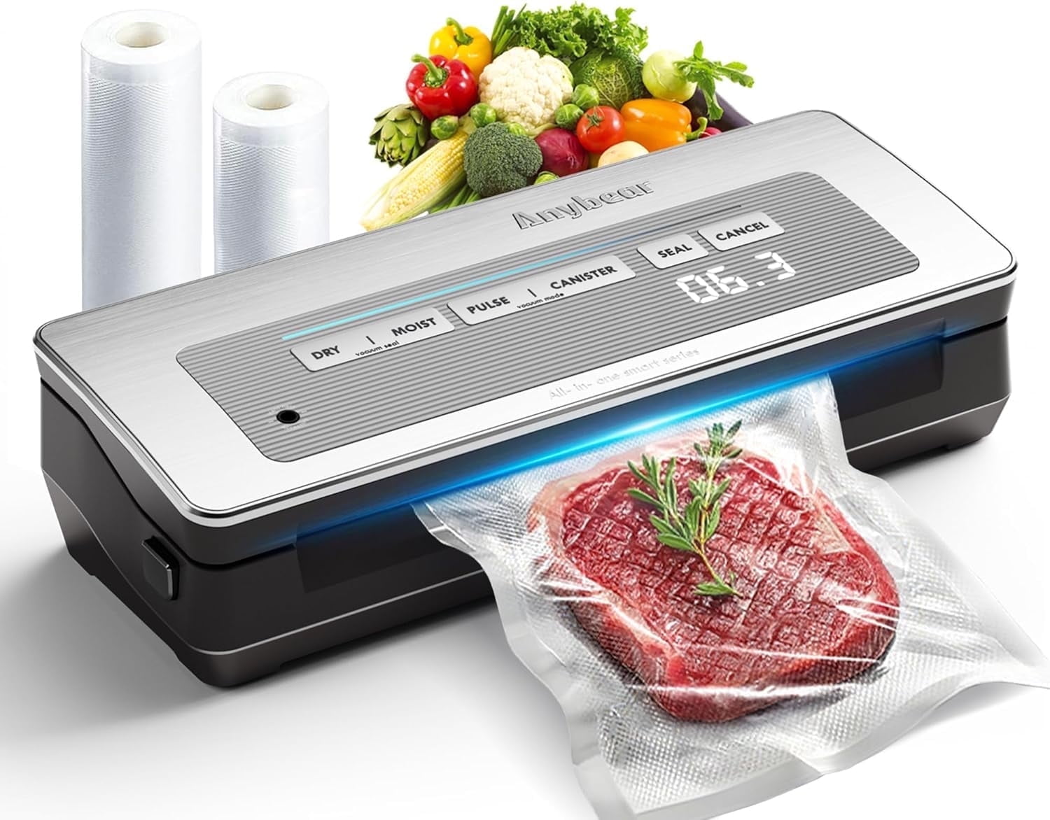 Vacuum Sealer Machine, Powerful 90kPa 120W Wide Seal All-in-1 Food ...