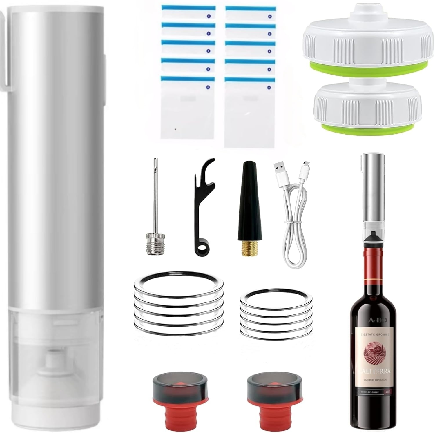 Vacuum Sealer Set for Food - Portable Cordless Vacuum Sealer Machine ...