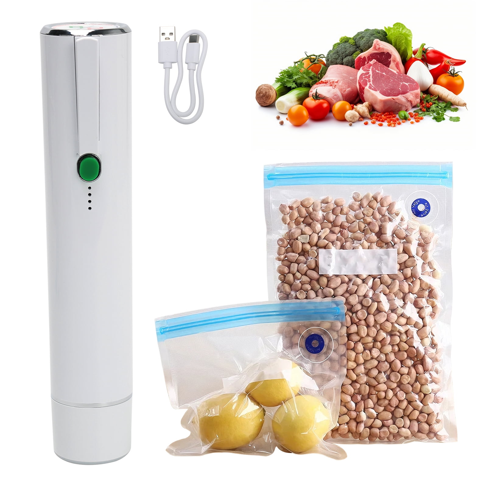 Vacuum Sealer for Food with 40 Reusable Bags, Powerful Handheld Vacuum ...